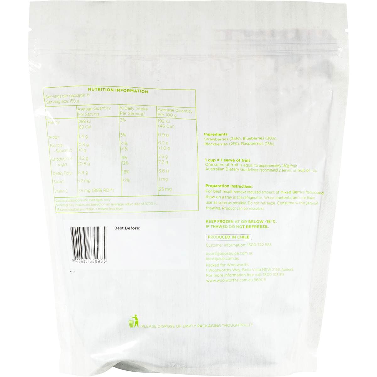 Boost Frozen Mix Berries 1kg | Woolworths