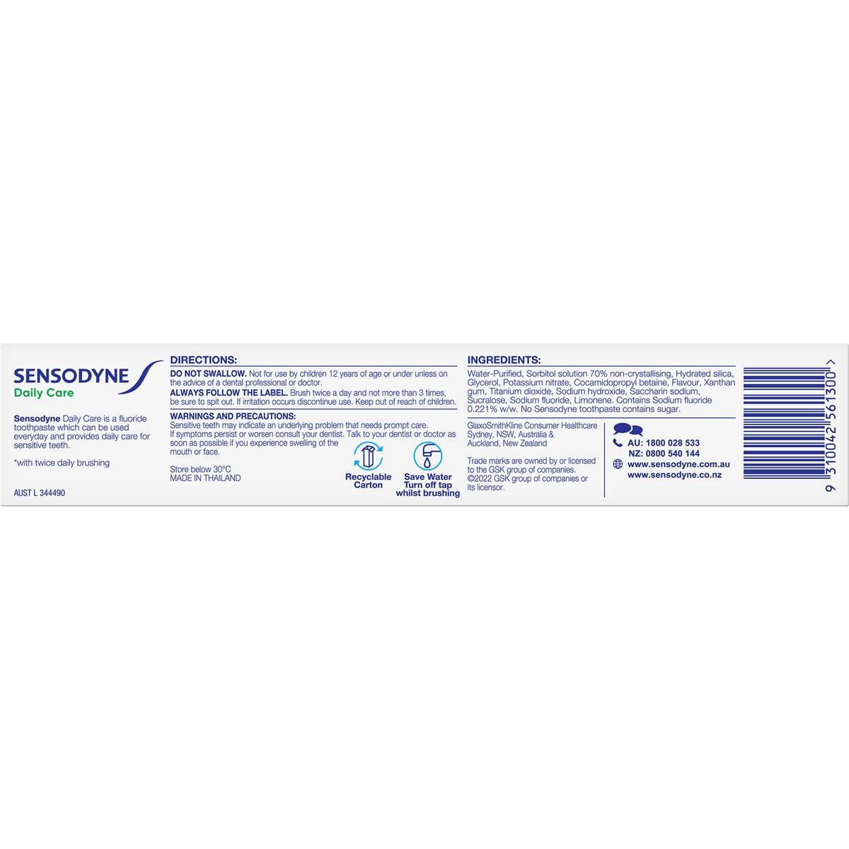Sensodyne Deep Clean Sensitive Toothpaste For Sensitive Teeth 100g ...