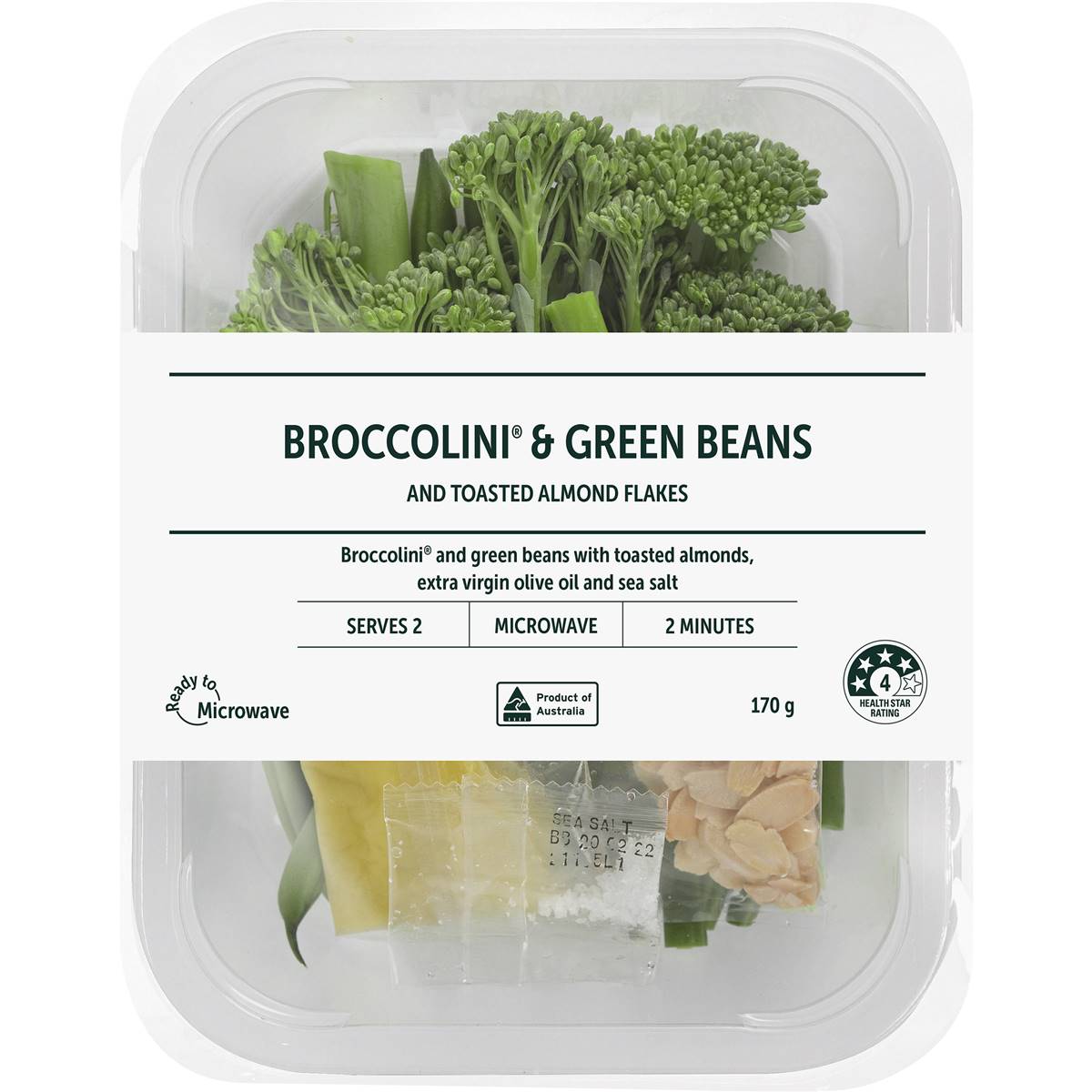 Broccolini & Green Beans With Toasted Almond Flake 170g | Woolworths