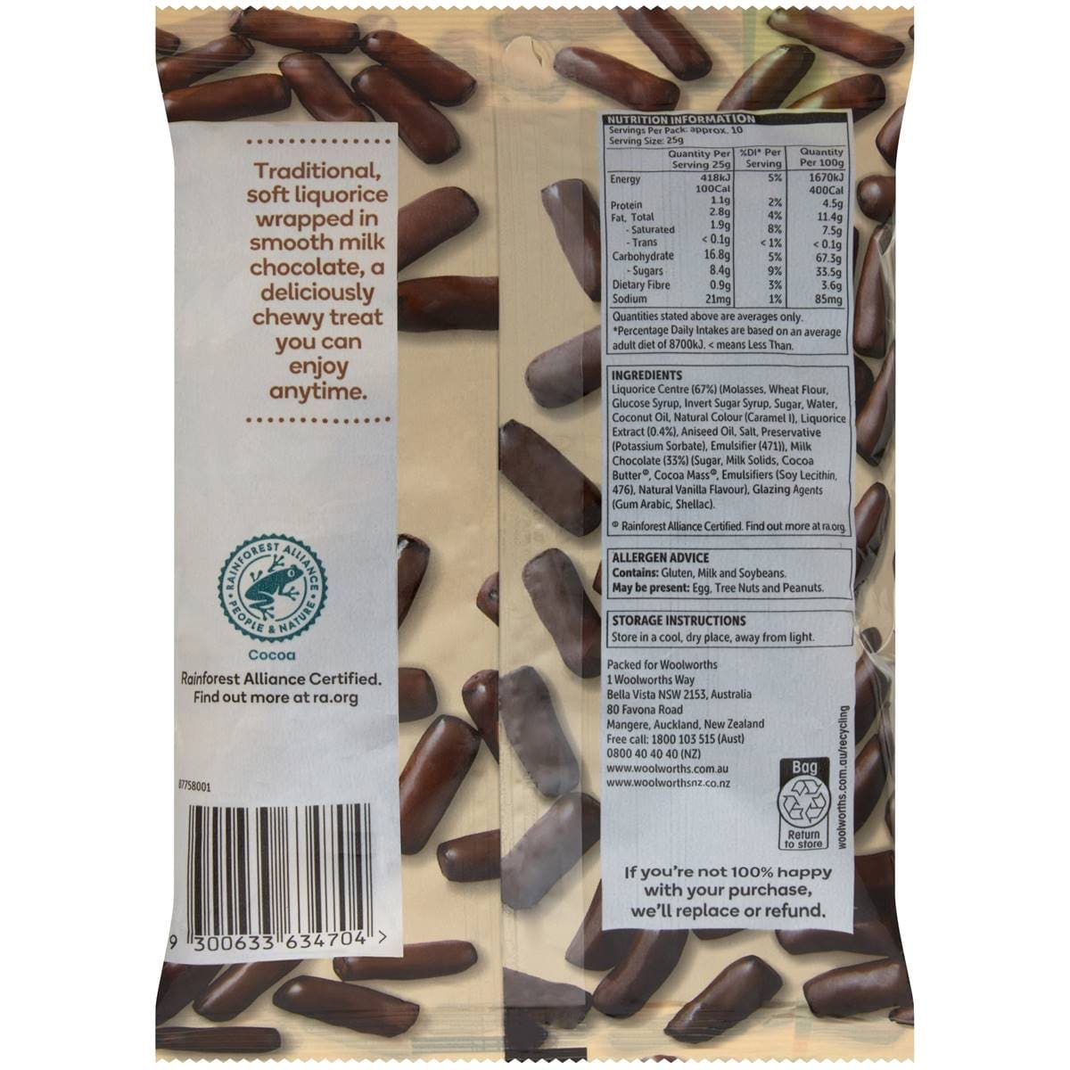 Woolworths Milk Chocolate Liquorice Bullets 270g | Woolworths
