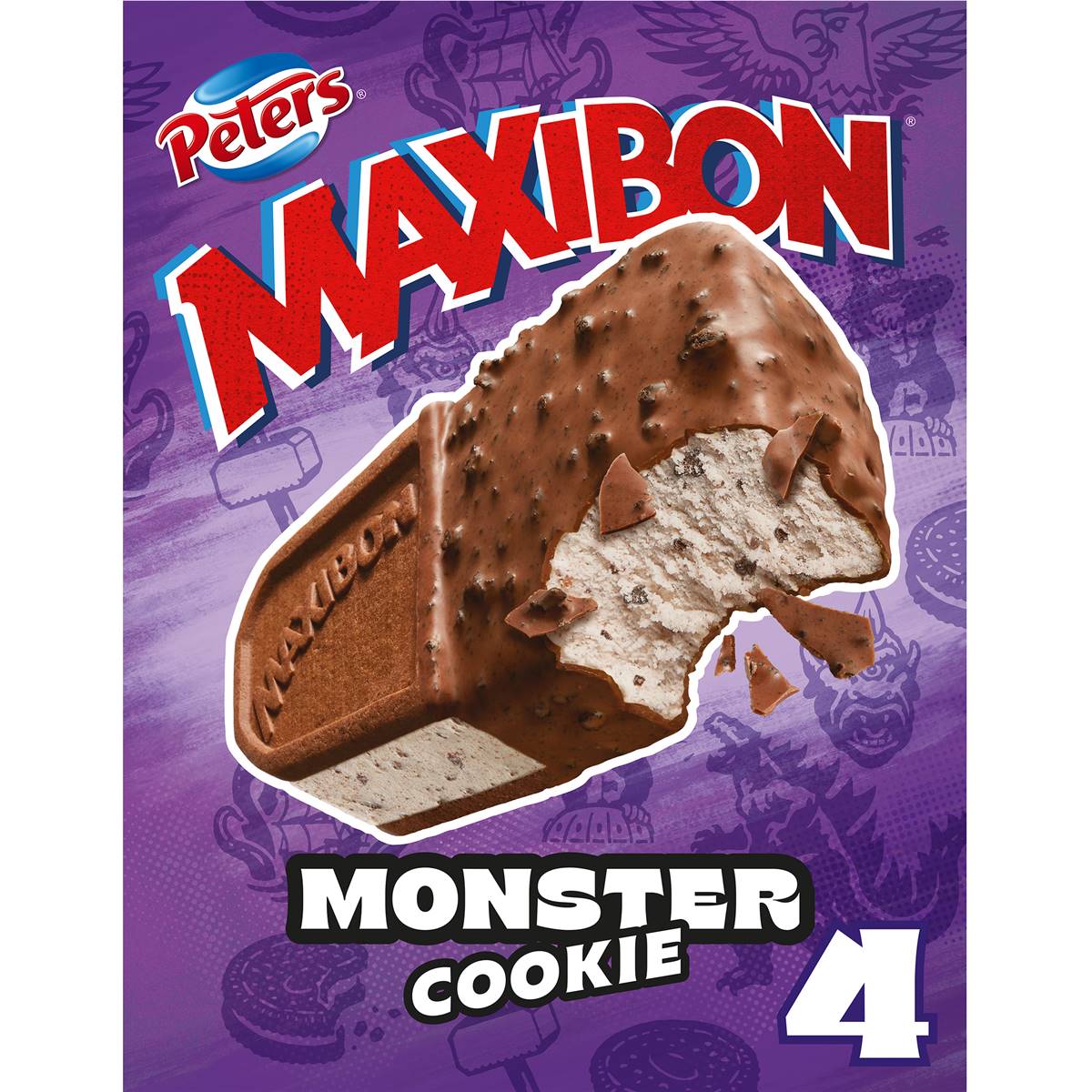 Peters Maxibon Monster Cookie 4 Pack | Woolworths