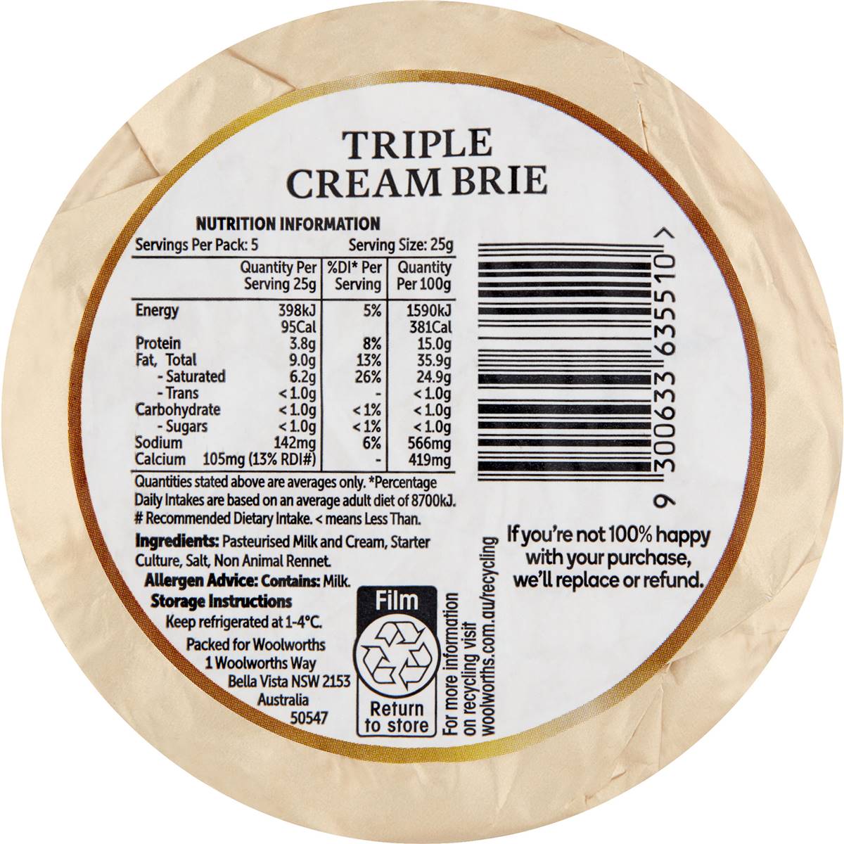 Woolworths Triple Cream Brie 125g | Woolworths