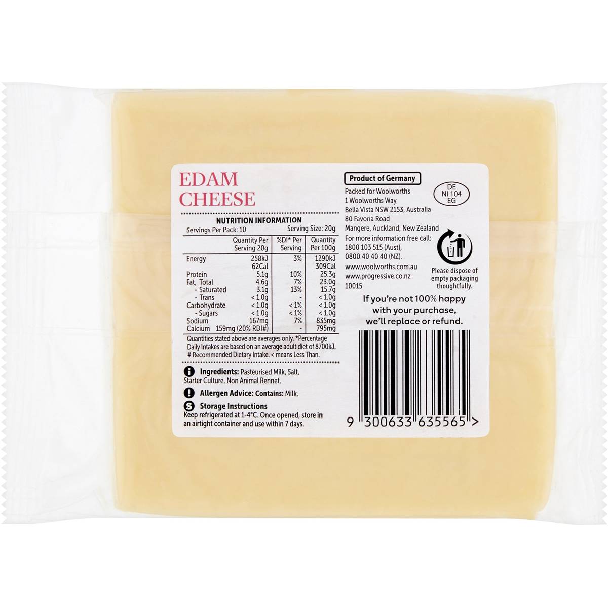 Woolworths Cheese Edam Block 200g | Woolworths