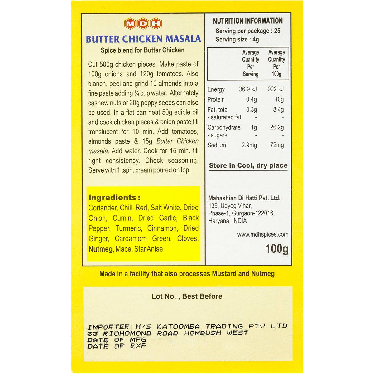 Mdh Butter Chicken 100g | Woolworths