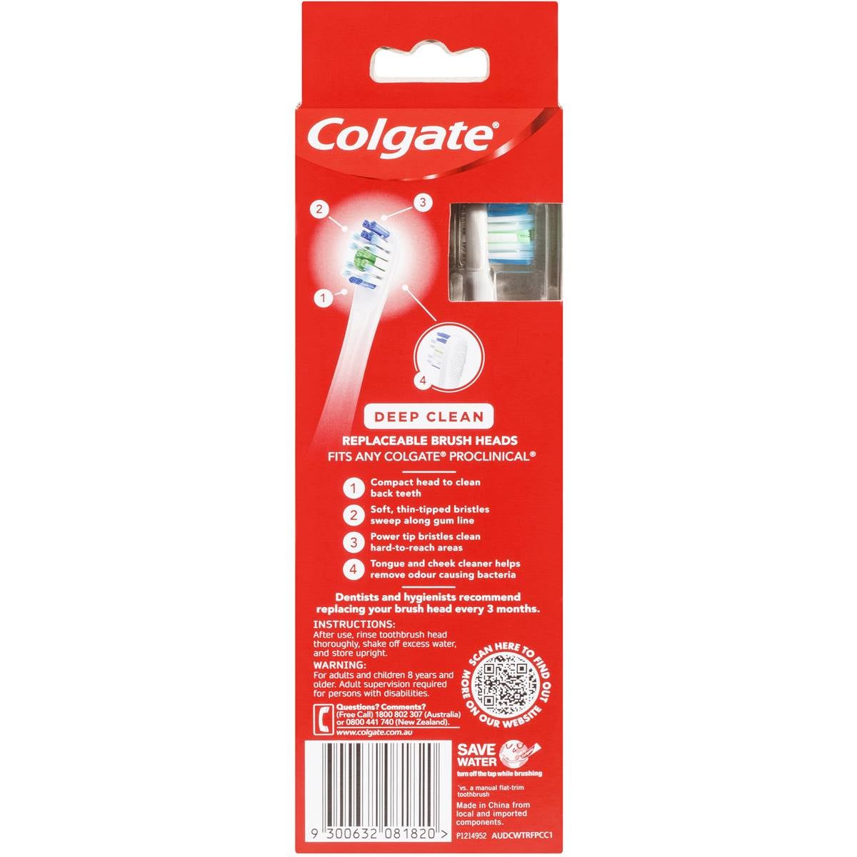 Colgate Proclinical Deep Clean Electric Toothbrush Refill 2 Pack ...