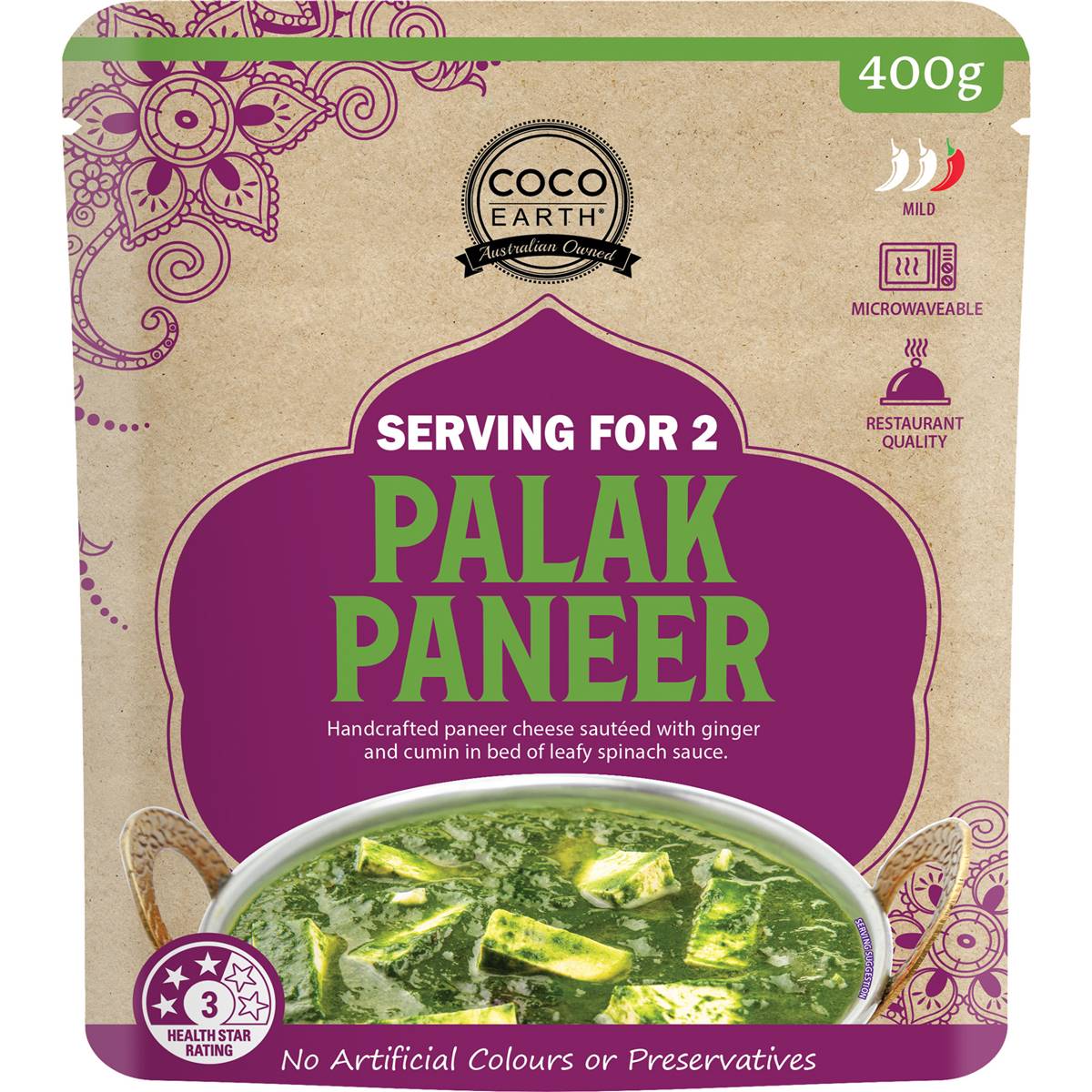 Coco Earth Palak Paneer 400g | Woolworths