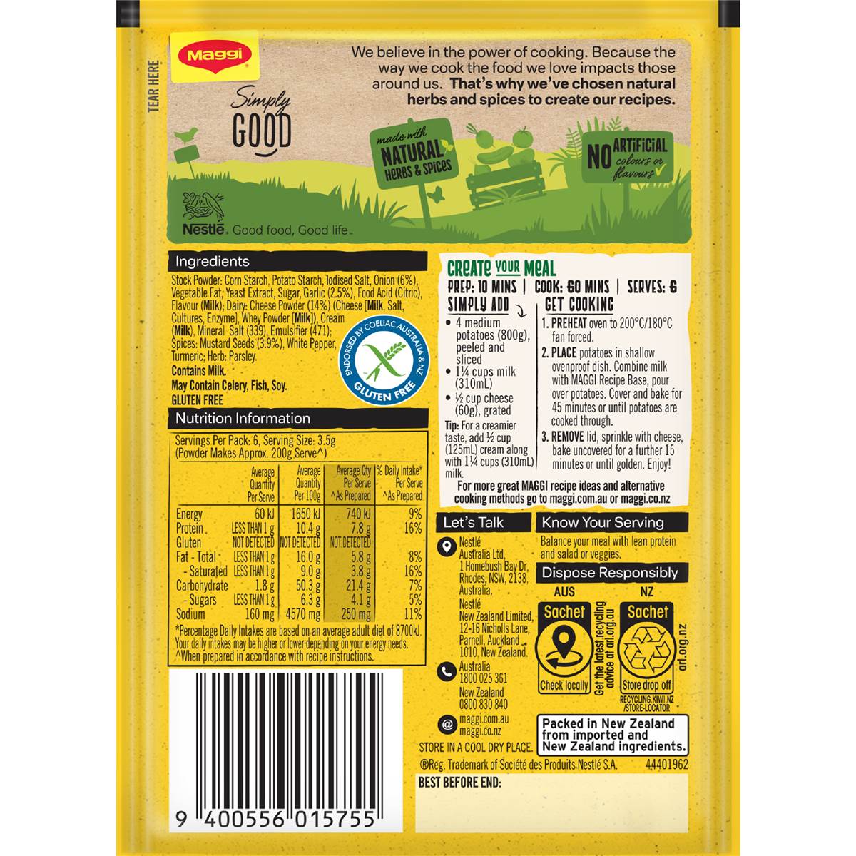 Maggi Side Dishes Three Cheese Potato Bake 21g | Woolworths