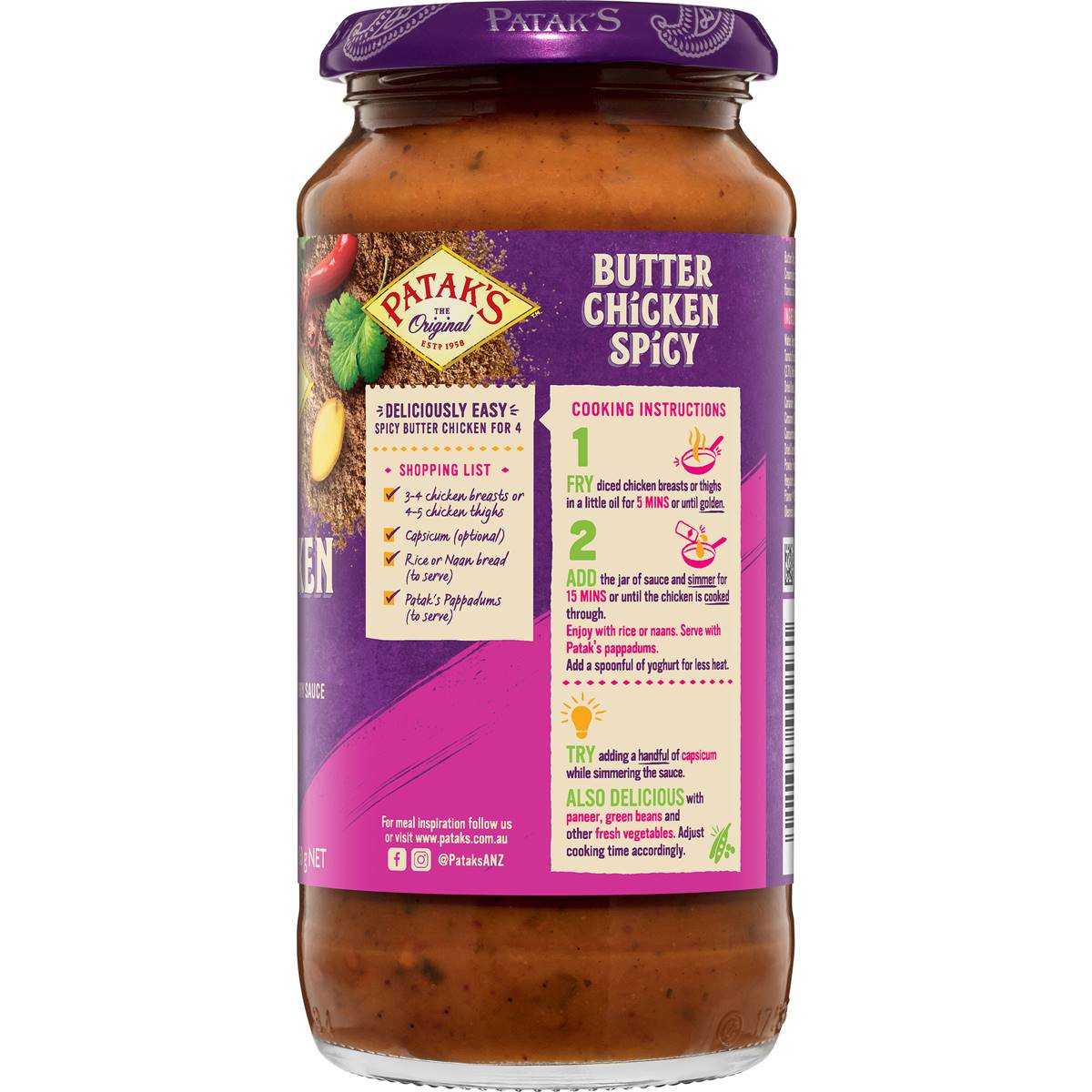 Patak's Spicy Butter Chicken Simmer Sauce 450g | Woolworths Patak's Spicy Butter Chicken Simmer Sauce 450g | Woolworths