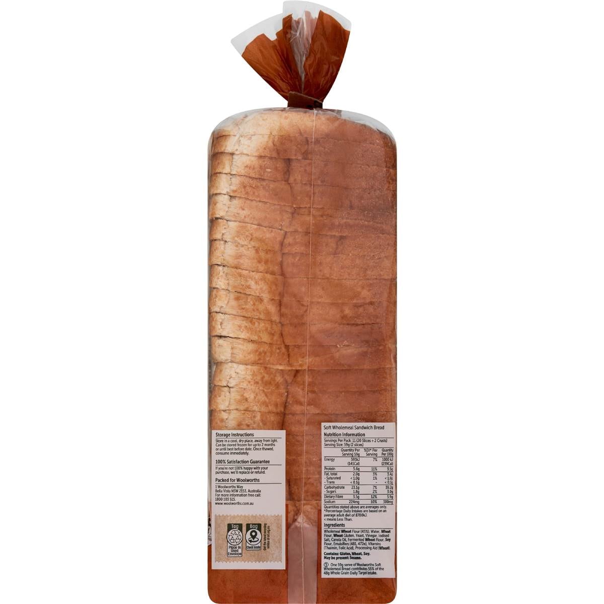Woolworths Wholemeal Soft Sandwich Bread 650g | Woolworths
