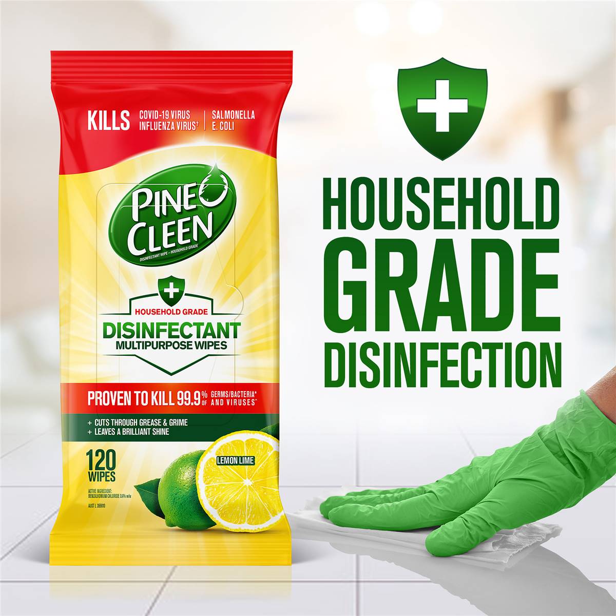 Pine O Cleen Disinfectant Multipurpose Wipes Lemon Lime 120 Pack ...