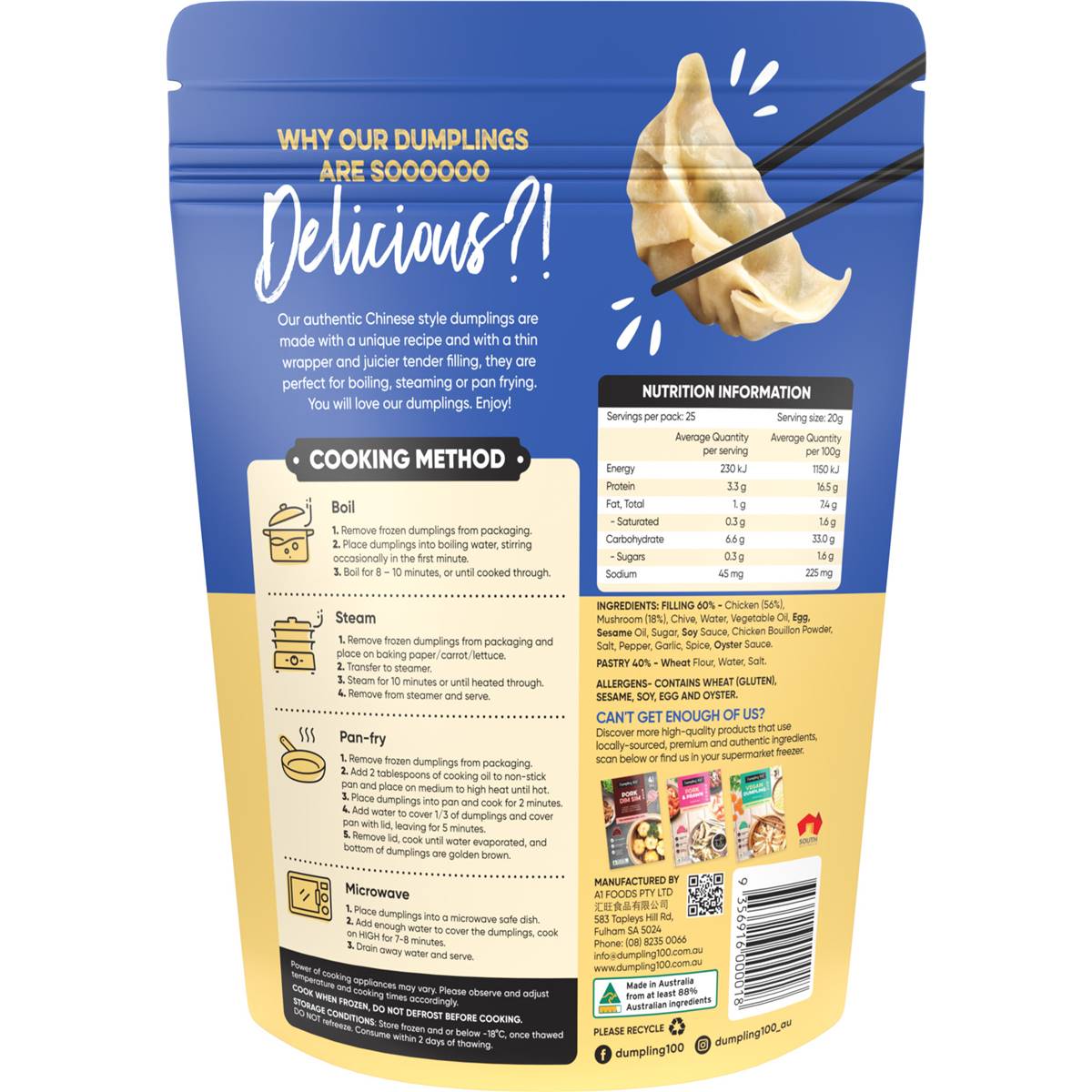 Dumpling 100 Chicken & Mushroom Dumplings 500g | Woolworths