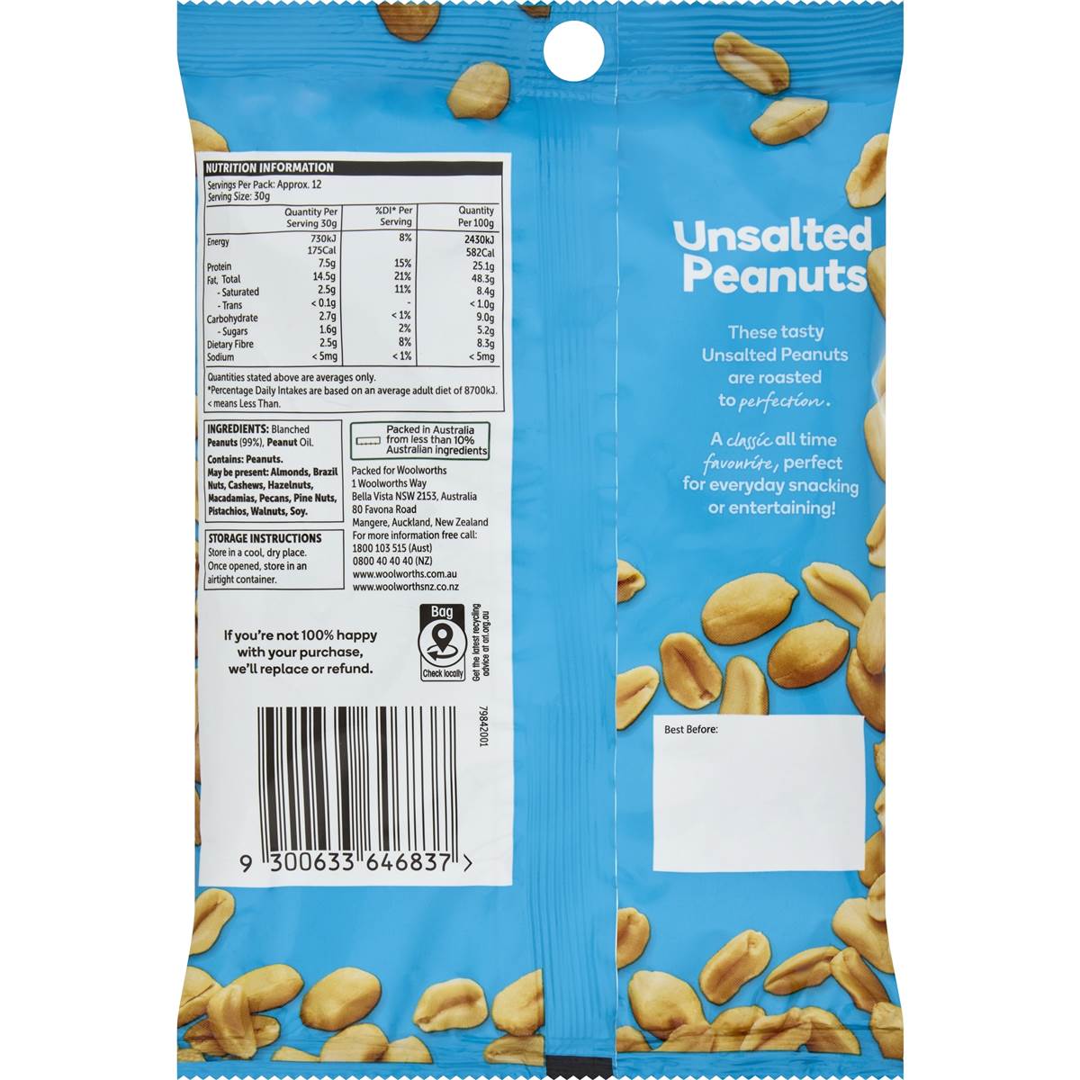 Woolworths Peanuts Unsalted 375g | Woolworths