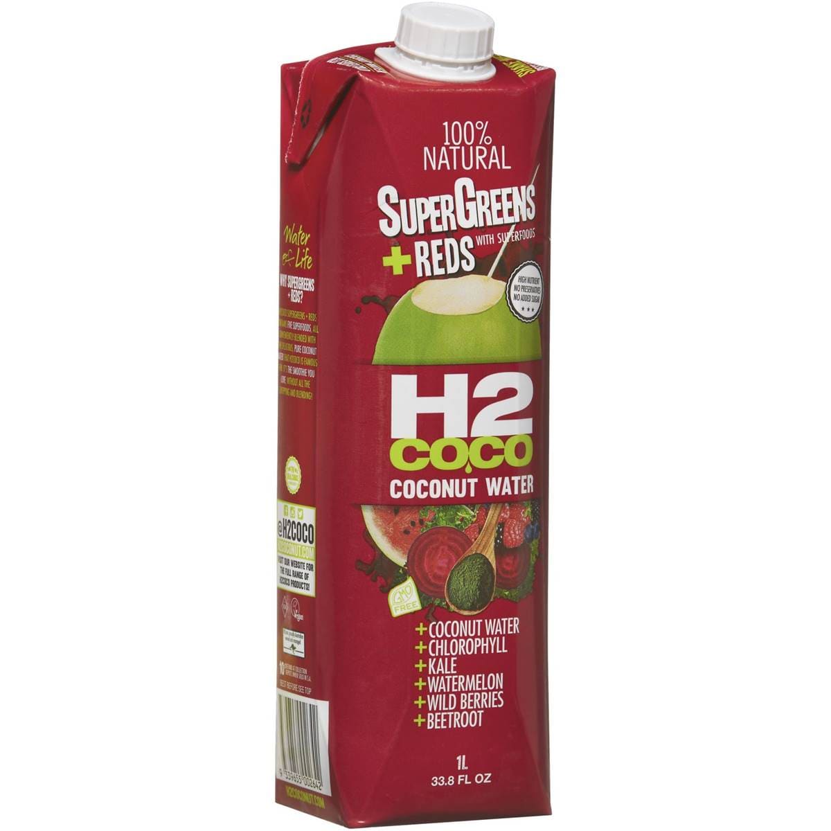 H2coco Super Greens & Reds Coconut Water 1l | Woolworths