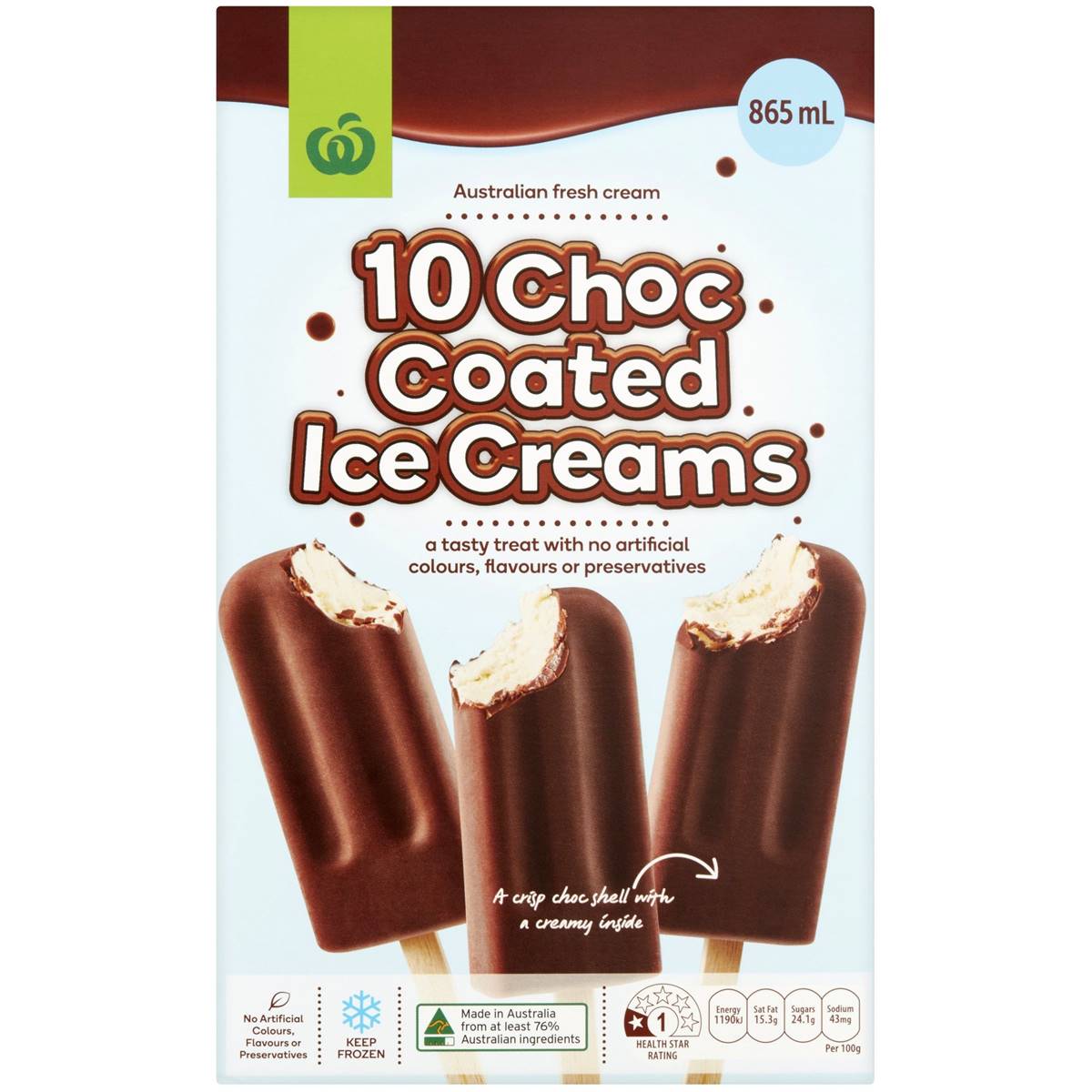 Woolworths Choc Coated Ice Cream 10 Pack | Woolworths