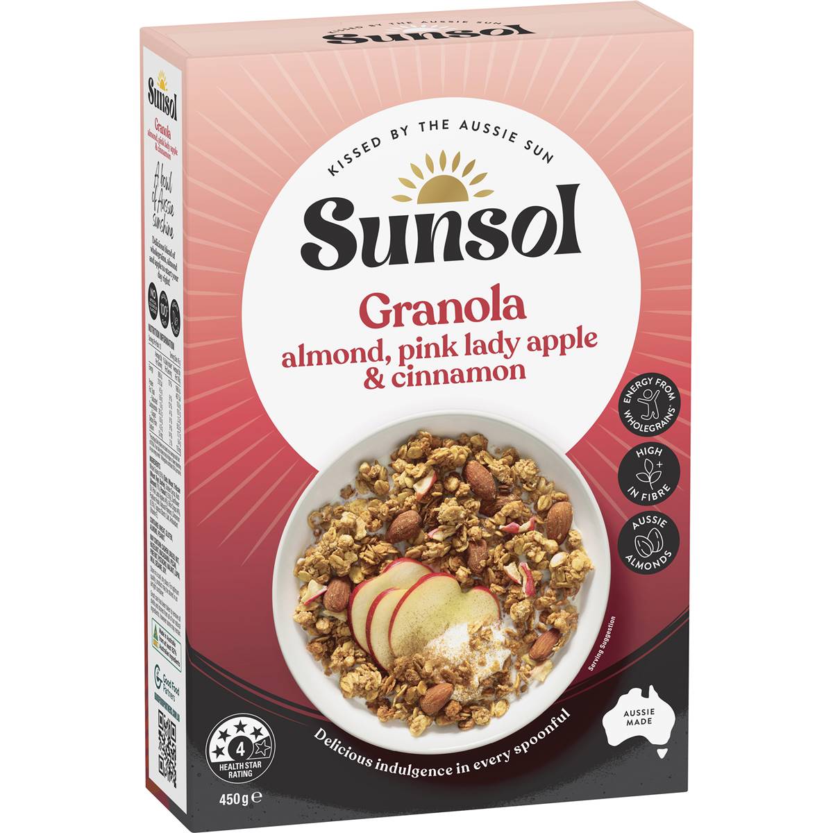 Sunsol Granola Almond Pink Lady Apple & Cinnamon 450g | Woolworths