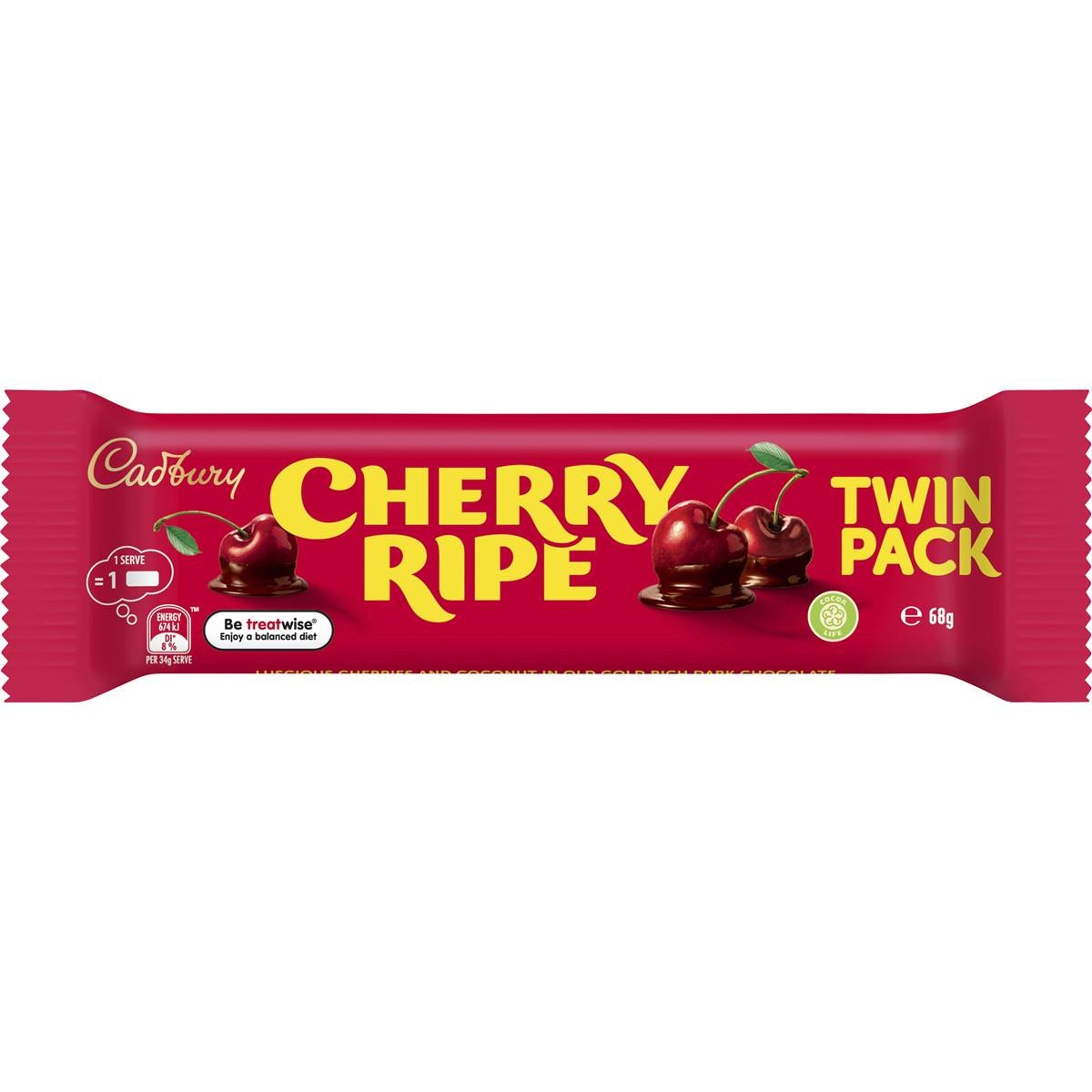Cadbury Cherry Ripe Twin Pack Chocolate Bar 68g | Woolworths