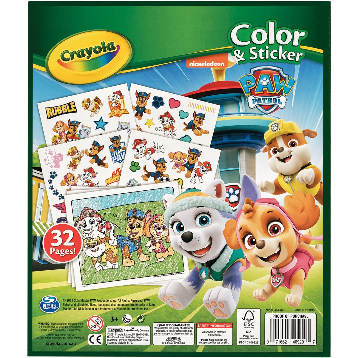 Crayola Color & Sticker Paw Patrol Each | Woolworths