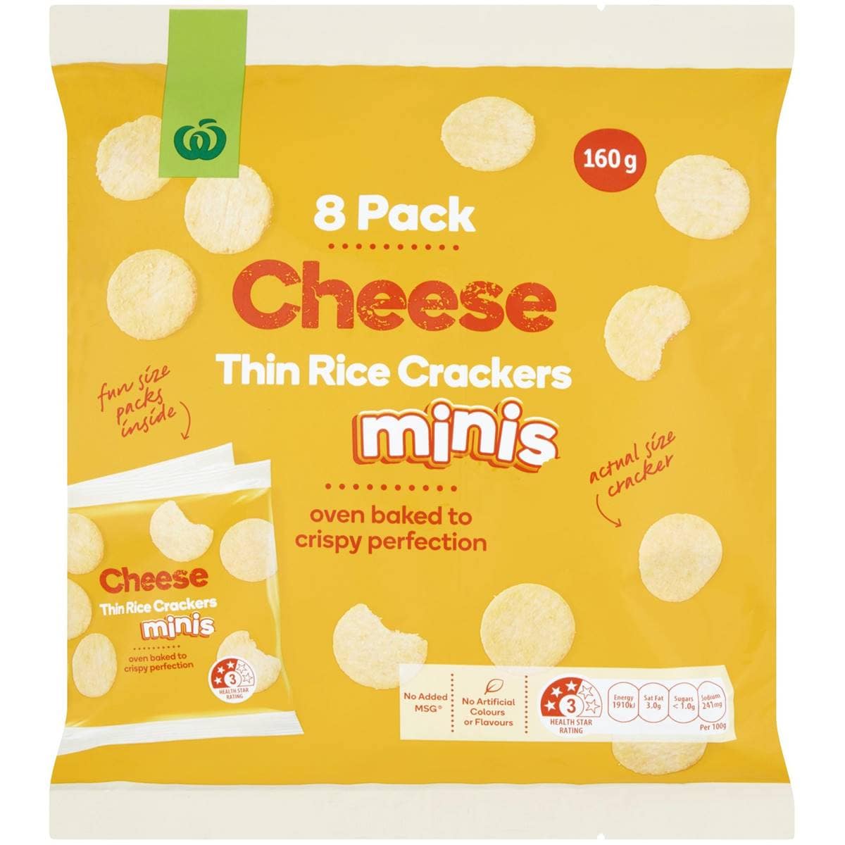 Woolworths Mini Rice Crackers Cheese 8 Pack | Woolworths