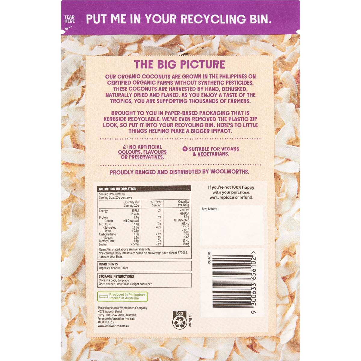 Macro Organic Coconut Flakes 200g | Woolworths