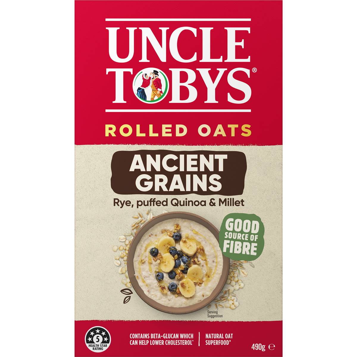 Uncle Tobys Rolled Oats Ancient Grains Rye, Puffed Quinoa & Millet 490g ...