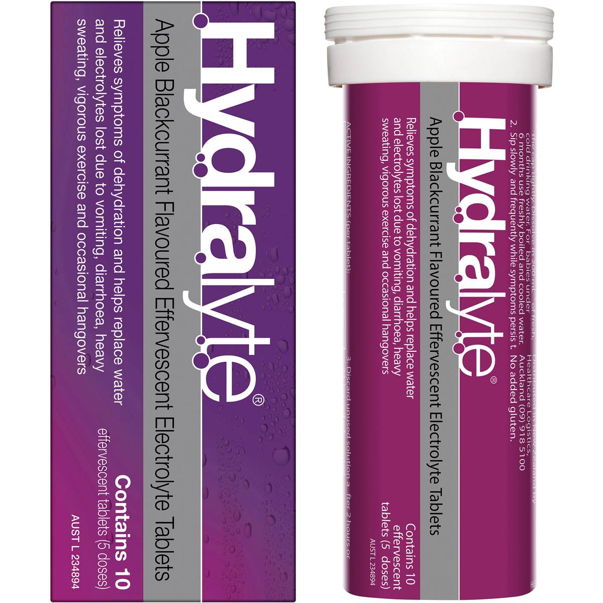 Hydralyte Effervescent Electrolyte Tablets Apple Blackcurrant 10 Pack ...