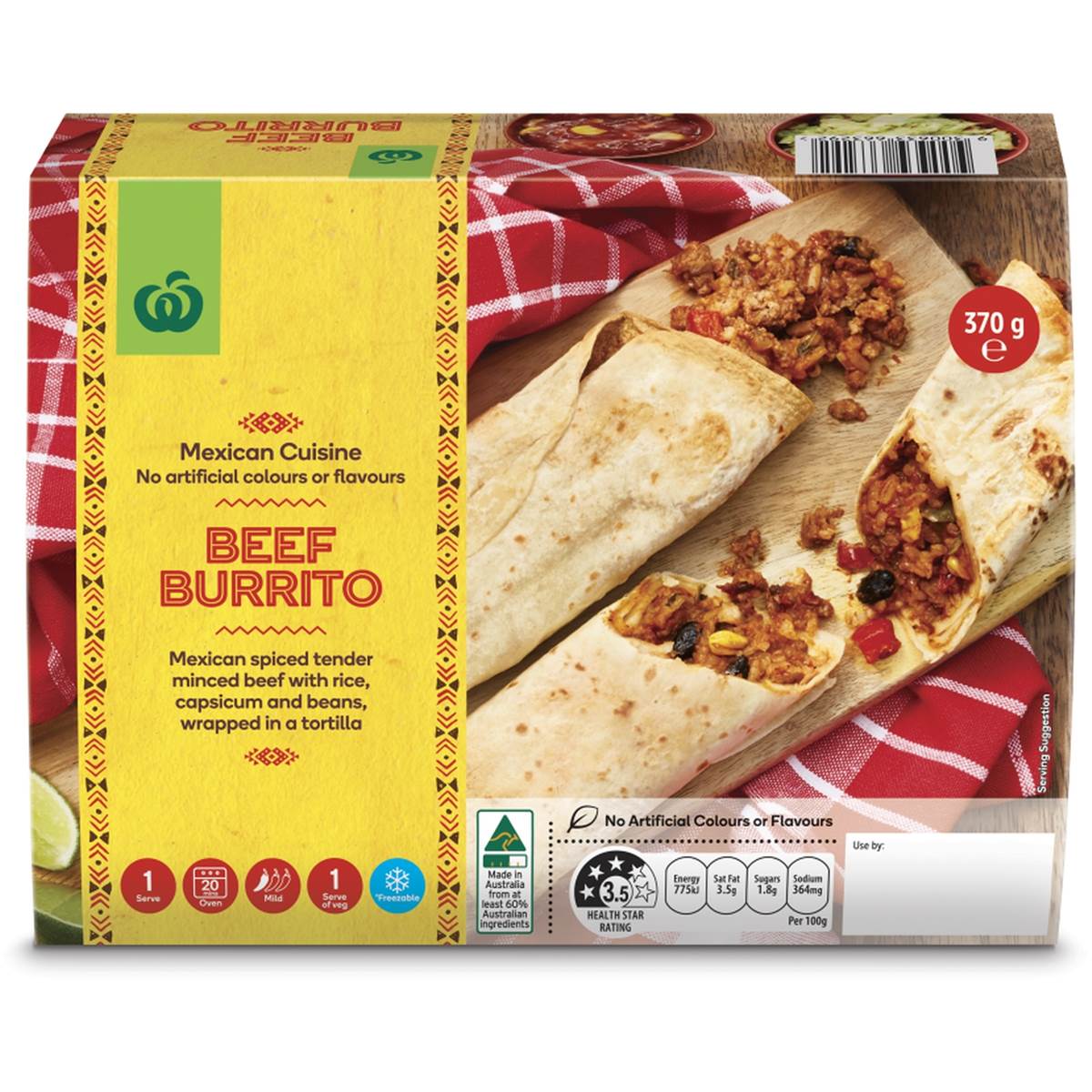 Woolworths Beef Burrito Ready Meal 370g | Woolworths