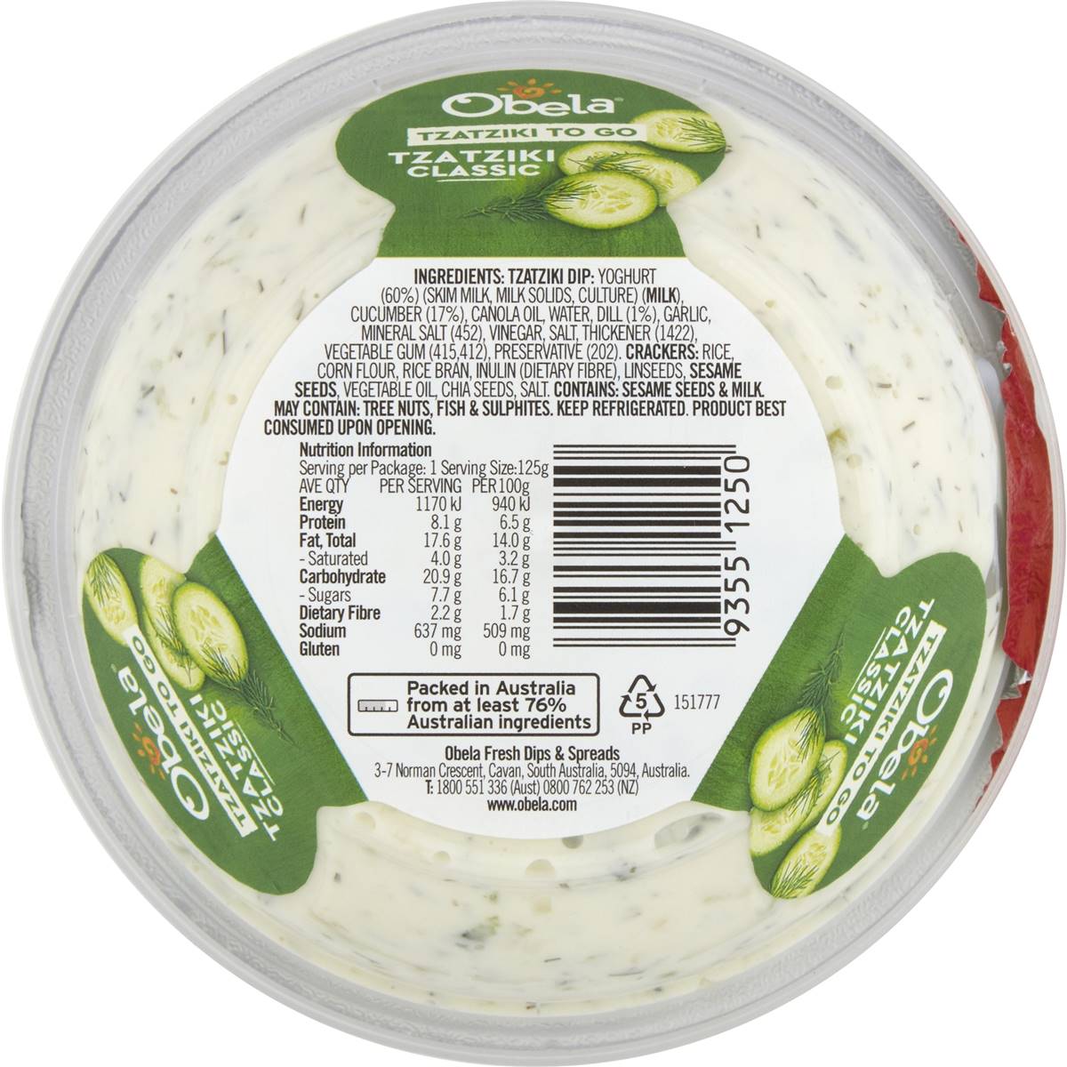 Obela Tzatziki To Go Classic & Sakata Crackers 125g | Woolworths