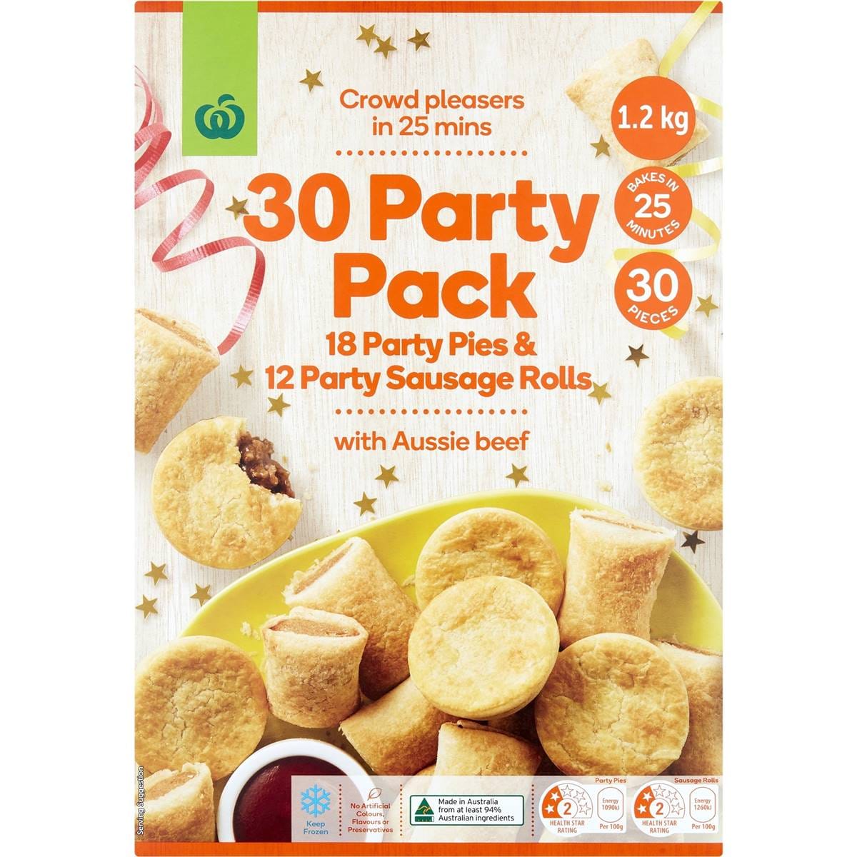 Woolworths Party Pack Party Pies & Sausage Rolls 30 Pack | Woolworths