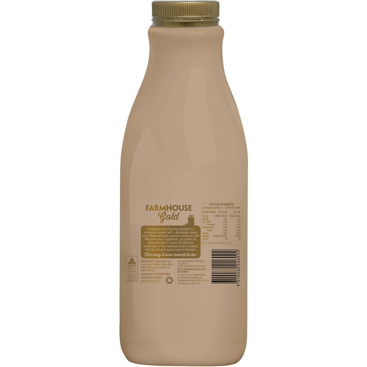 Pauls Farmhouse Gold Chocolate Custard 800g | Woolworths