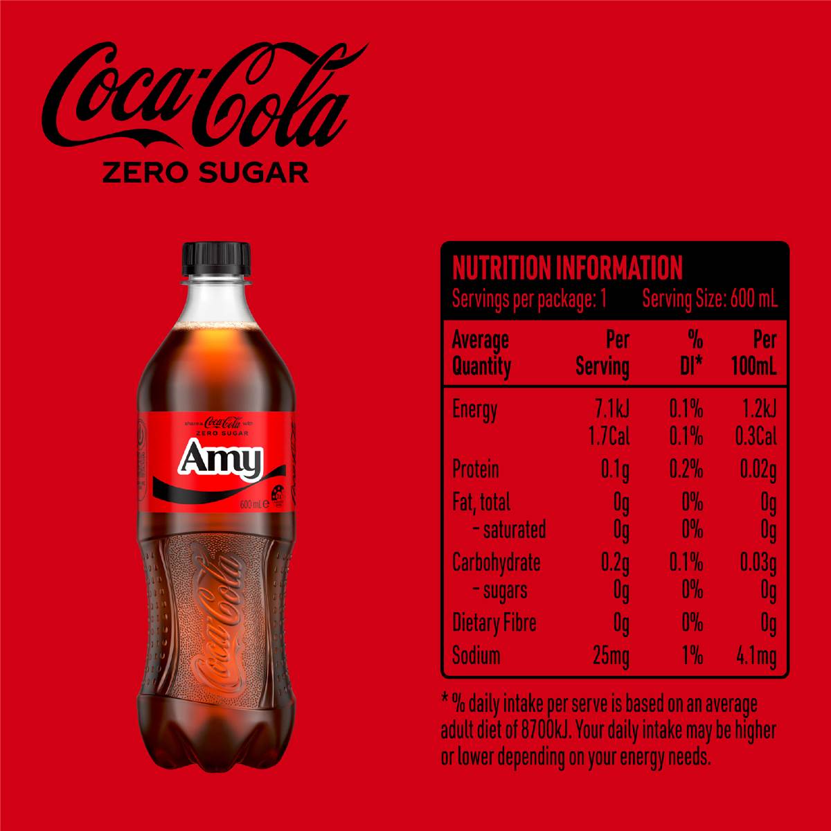 Coca - Cola Zero Sugar Soft Drink Bottle 600ml | Woolworths Coca - Cola Zero Sugar Soft Drink Bottle 600ml | Woolworths