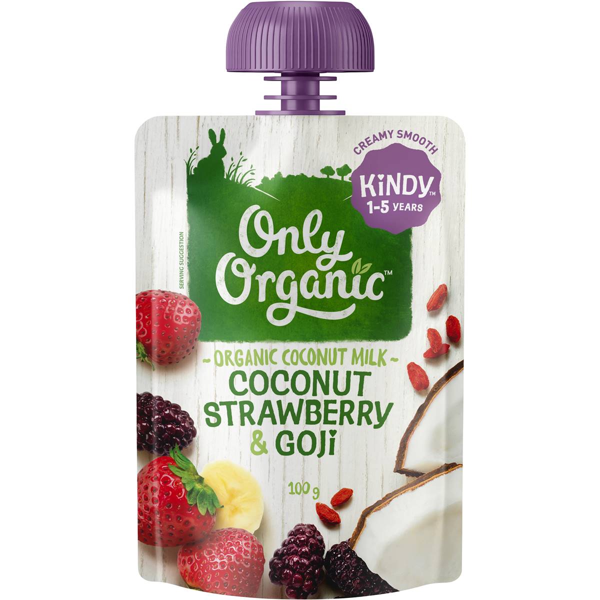 Only Organic Coconut, Strawberry & Goji With Organic Coconut Milk 100g ...