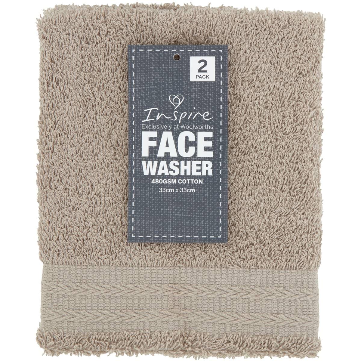 Inspire Face Washer 480gsm Cw1 2 Pack | Woolworths