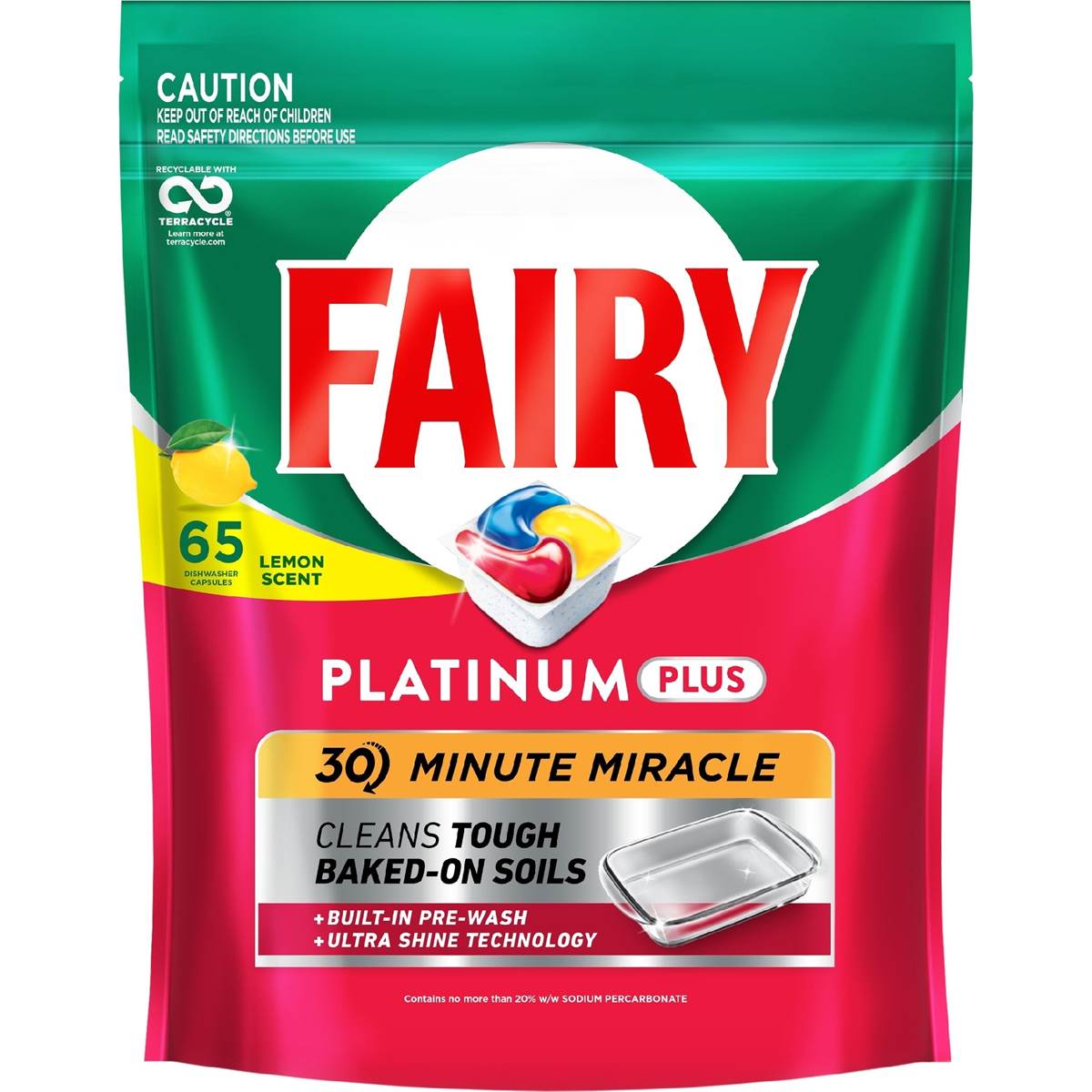 Fairy Platinum Plus 30 Minute Miracle Dishwasher Capsules 65 Pack ...