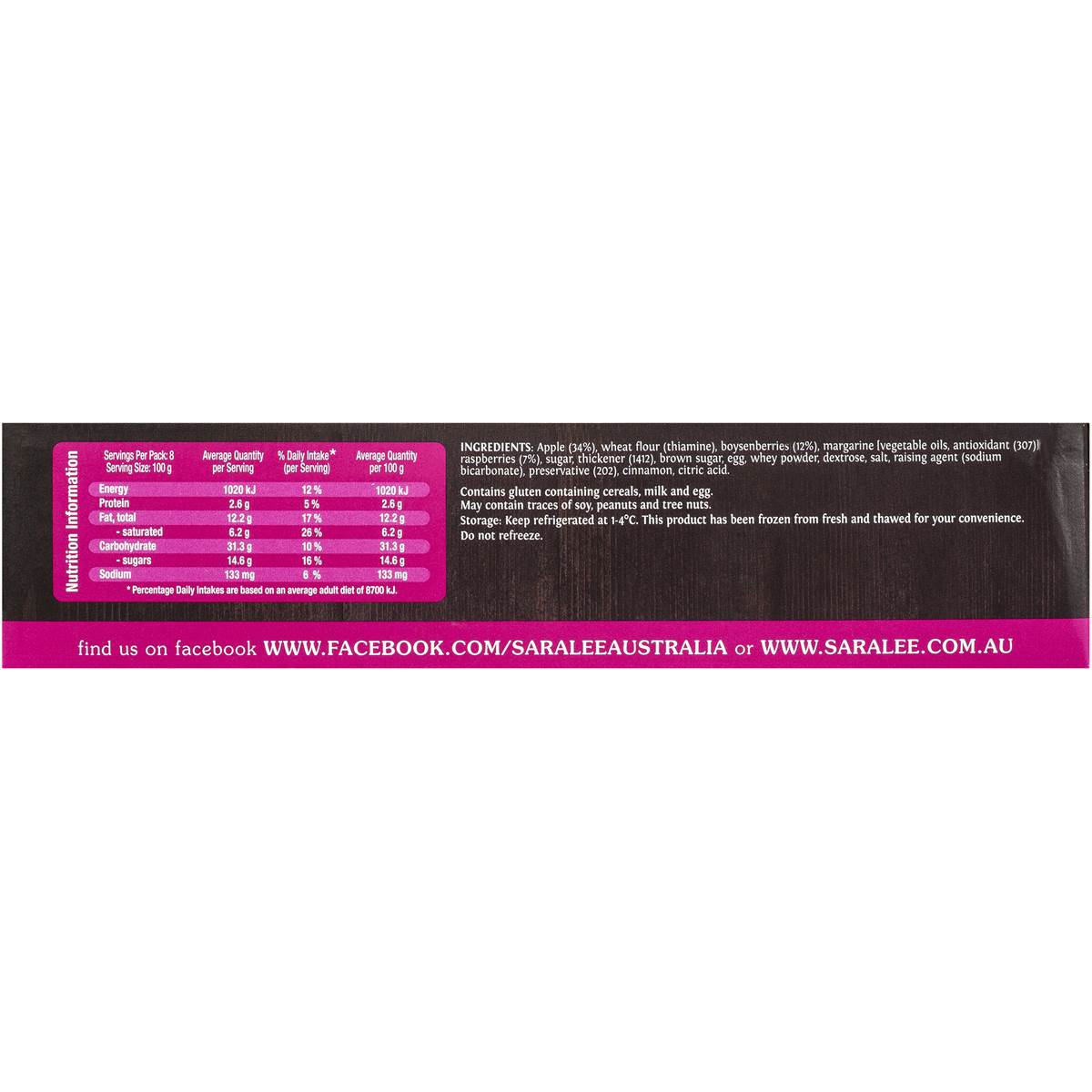 Sara Lee Boysenberry & Raspberry Pie 800g | Woolworths
