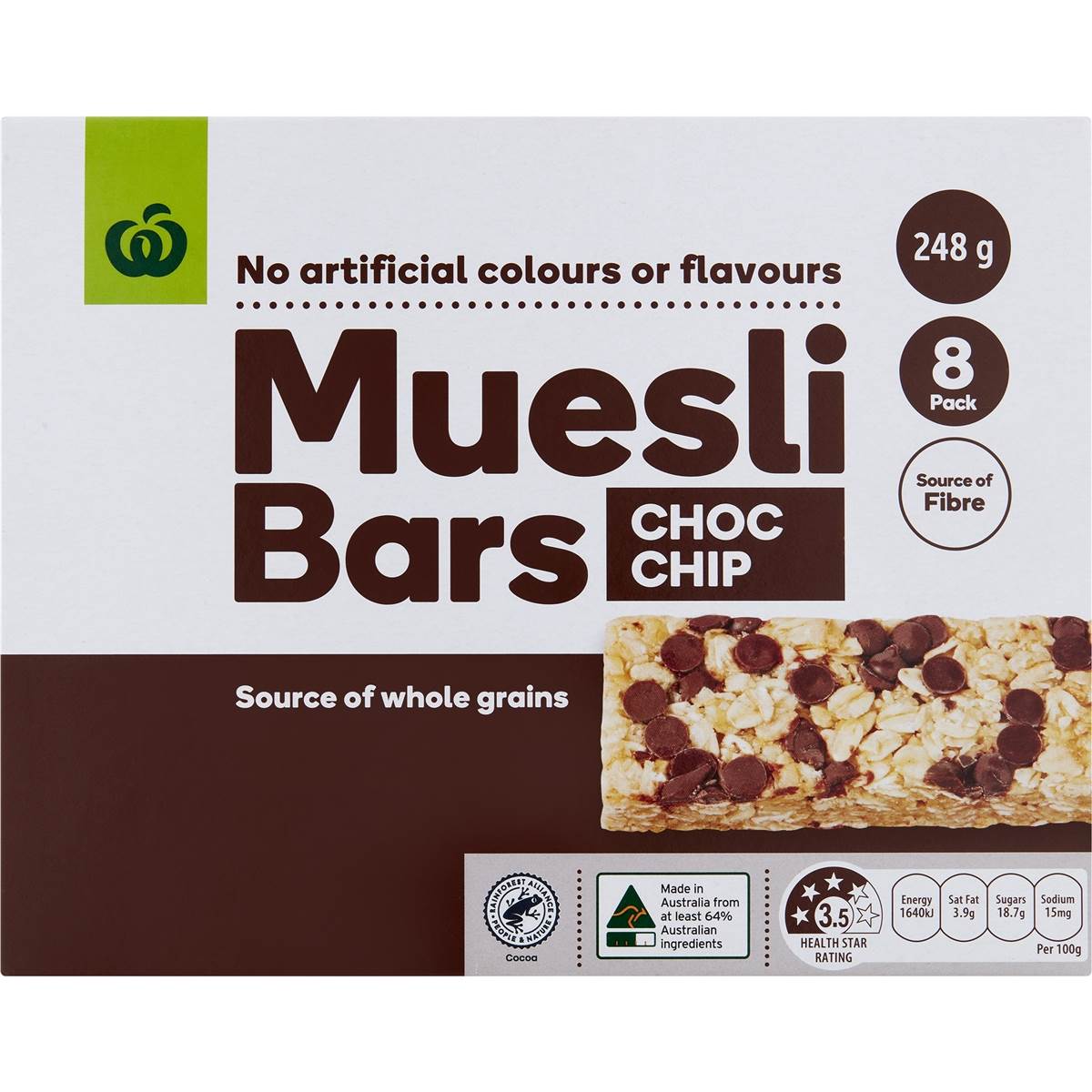 Woolworths Muesli Bar Choc Chip 8 Pack | Woolworths