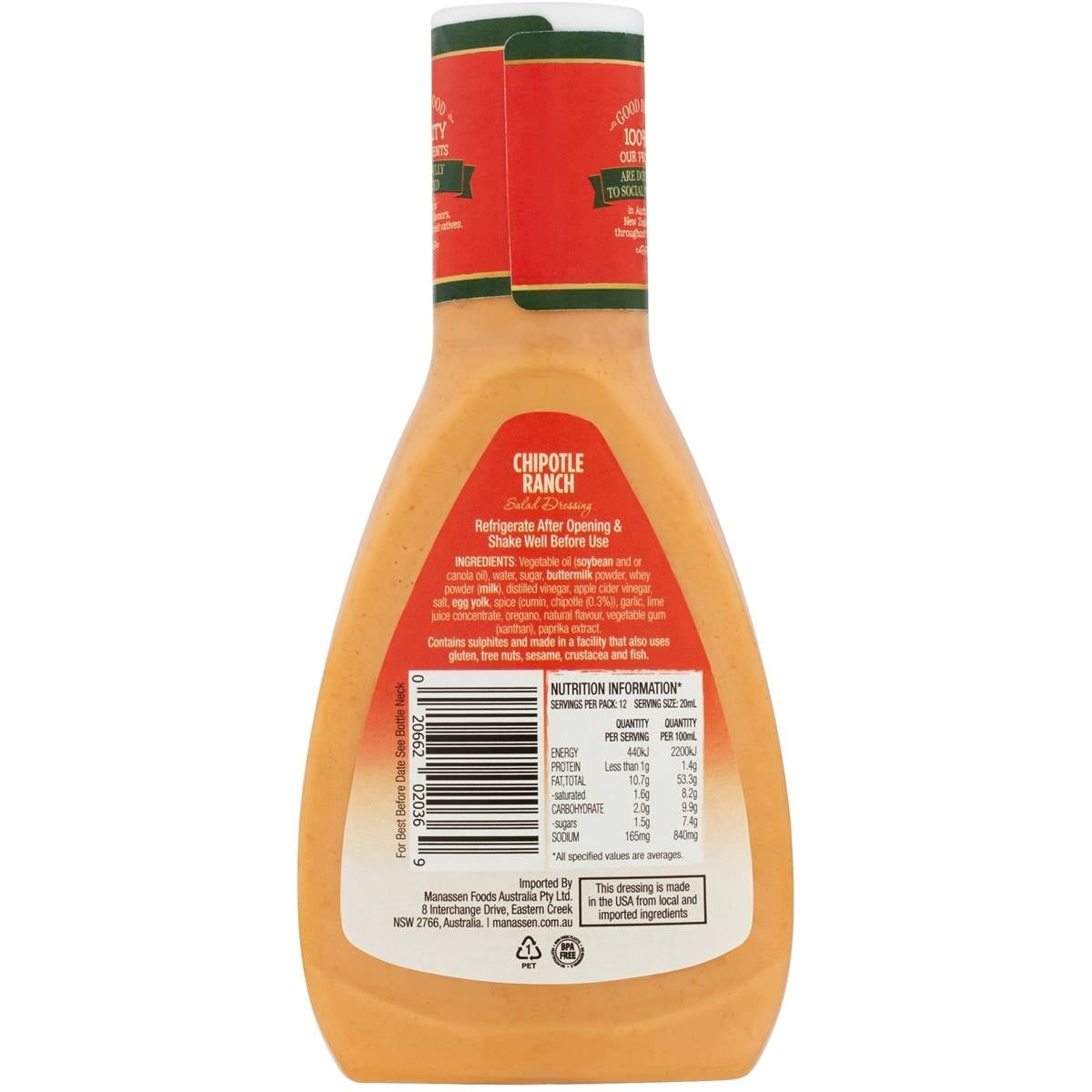 Paul Newman's Own Chipotle Ranch Dressing 250ml | Woolworths