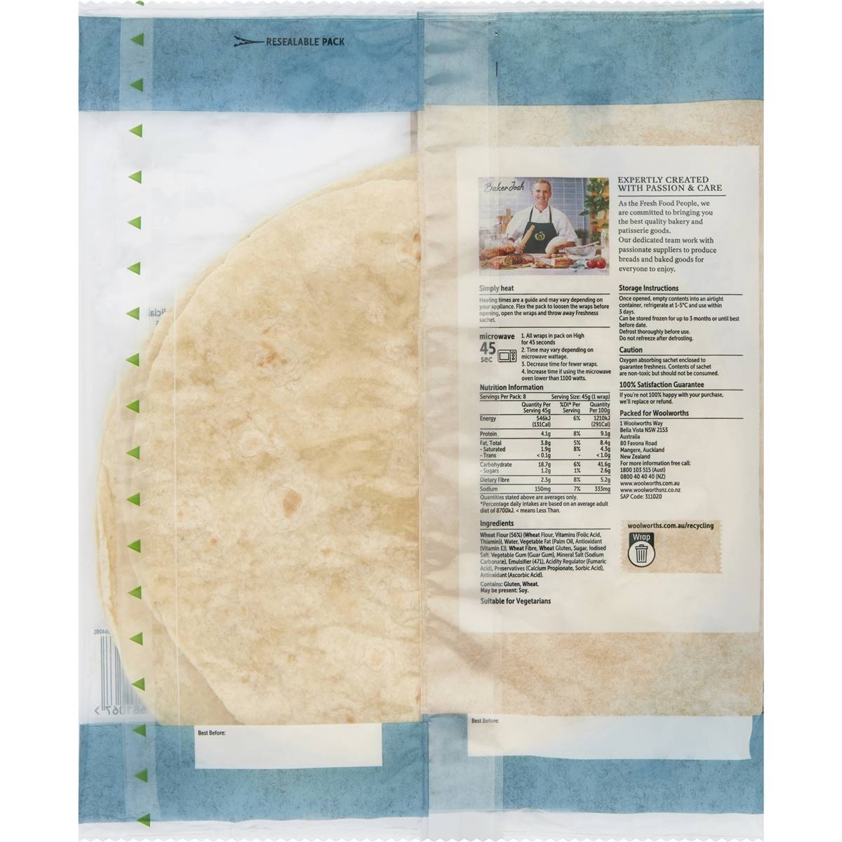 Woolworths White Wrap 8 Pack | Woolworths