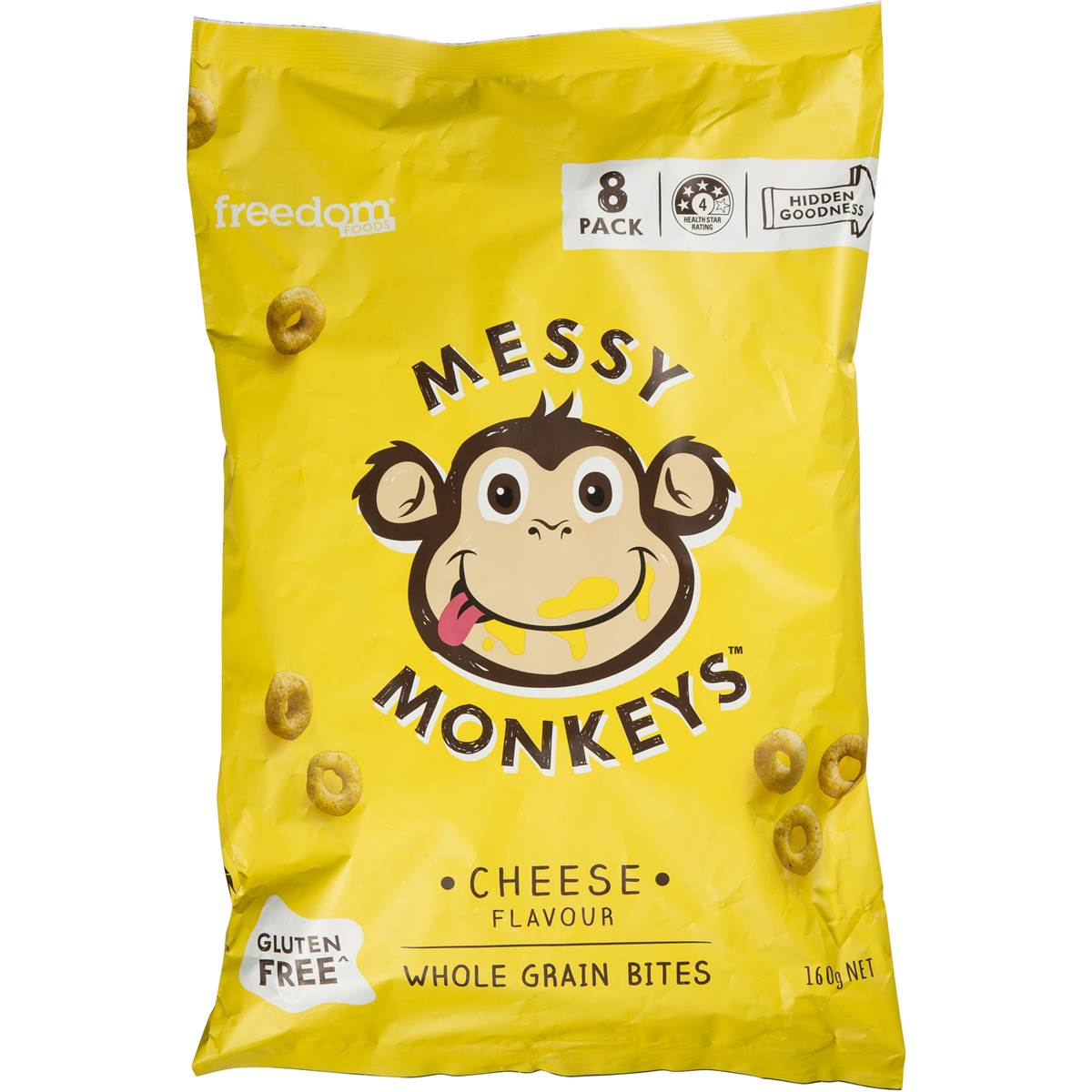 Messy Monkeys Whole Grain Bites Cheese Flavour 8x160g | Woolworths