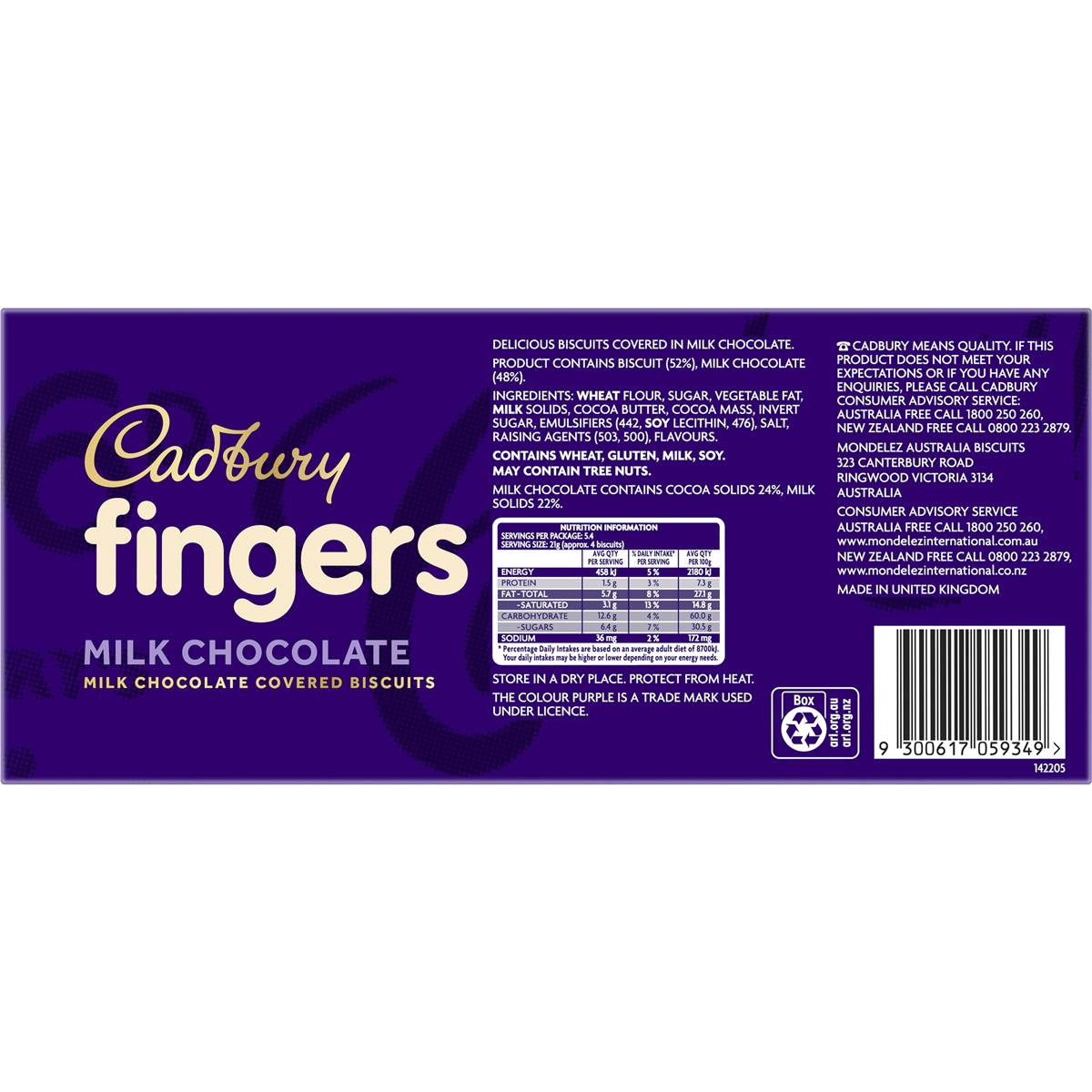 Cadbury Fingers Milk Chocolate Biscuits 114g | Woolworths