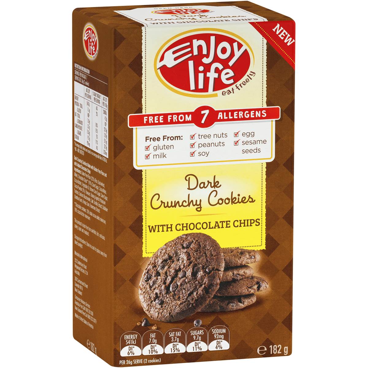 Enjoy Life Dark Chocolate Crunchy Cookies 182g | Woolworths