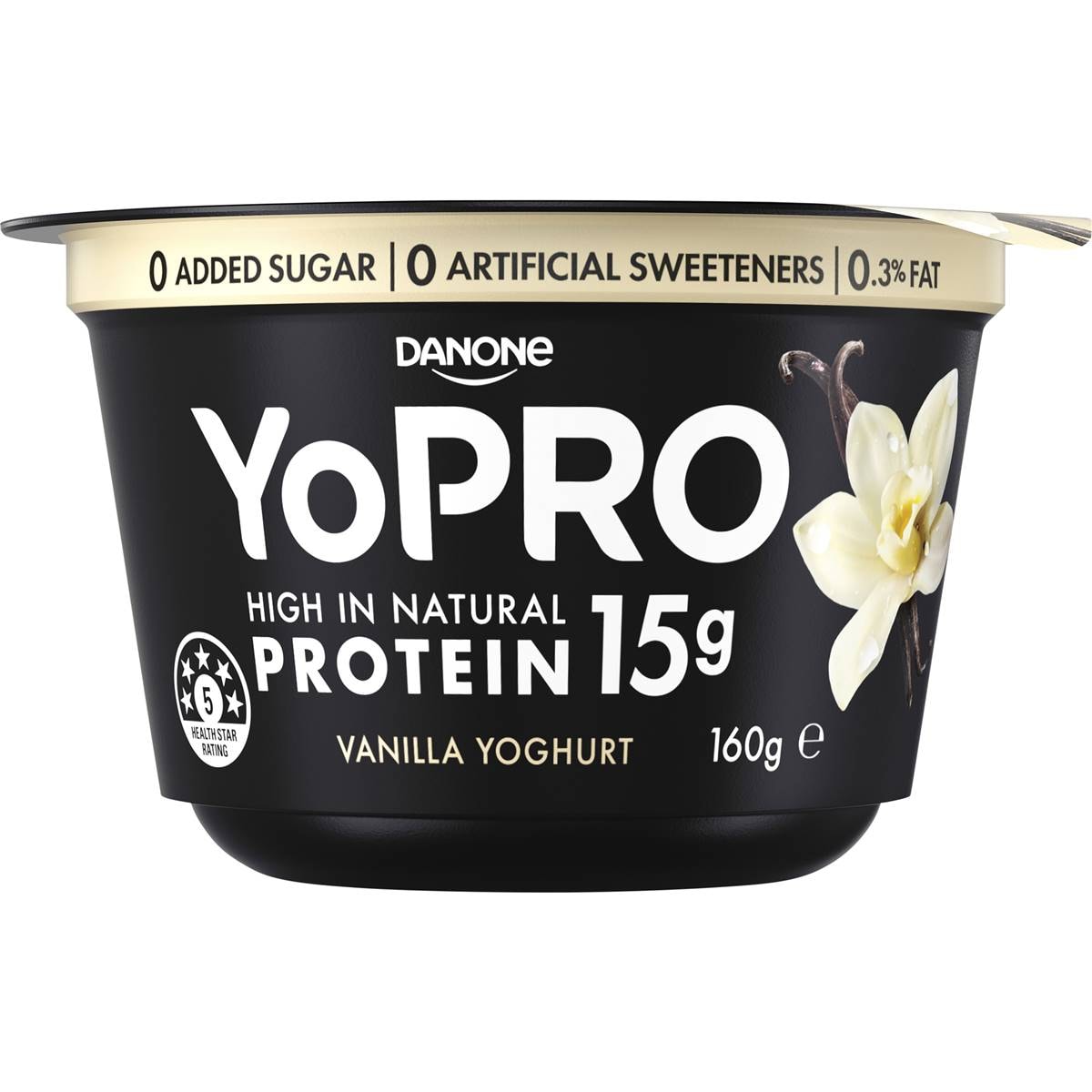 Yopro Danone High Protein Yoghurt No Added Sugar Vanilla 160g | Woolworths