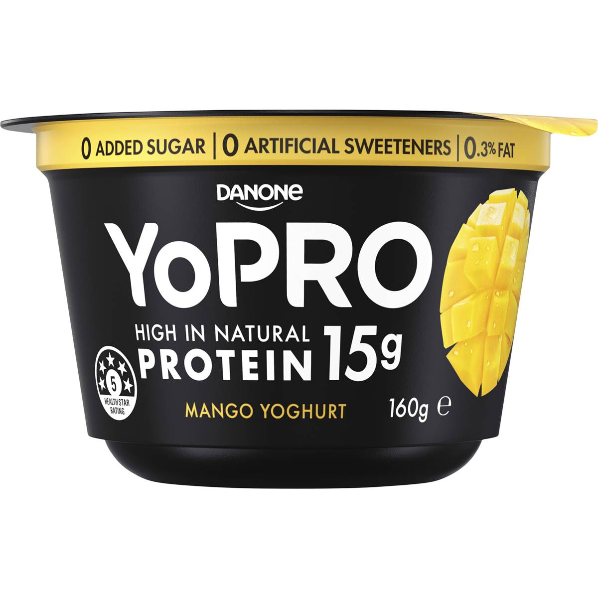 Yopro Danone High Protein Yoghurt No Added Sugar Mango 160g | Woolworths