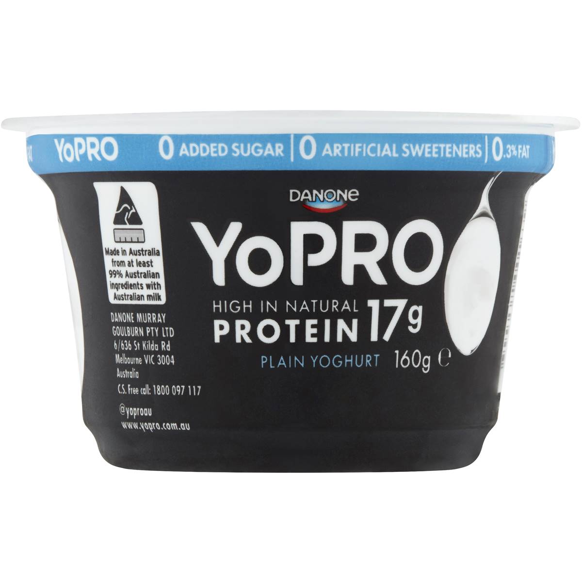 Danone Yopro Yoghurt Plain 160g | Woolworths