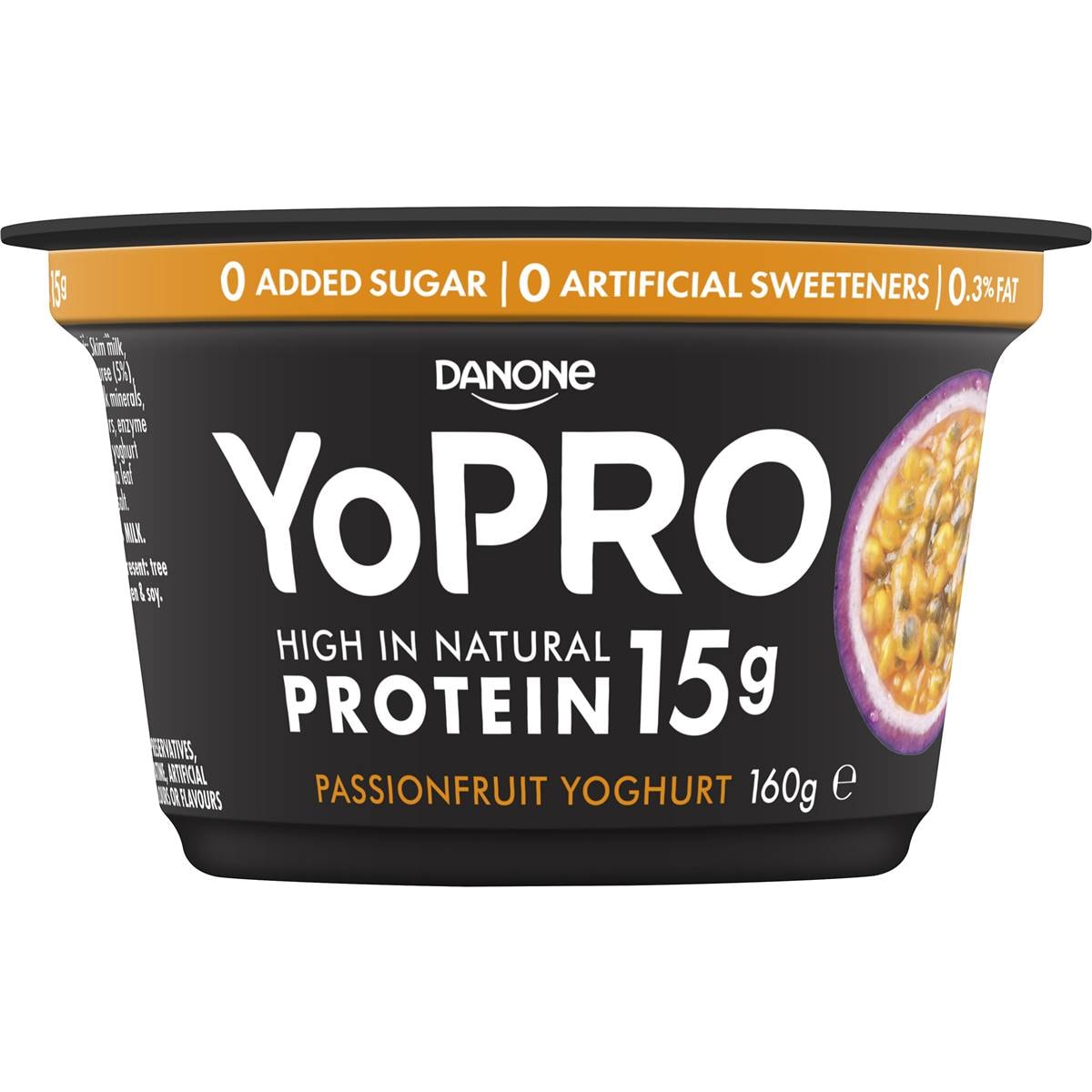 Yopro Danone High Protein Yoghurt No Added Sugar Passionfruit 160g ...