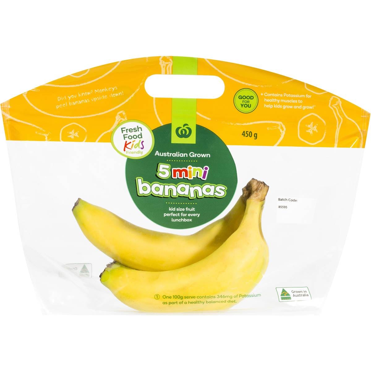 Woolworths Fresh Food Kids Mini Bananas 5 Pack | Woolworths