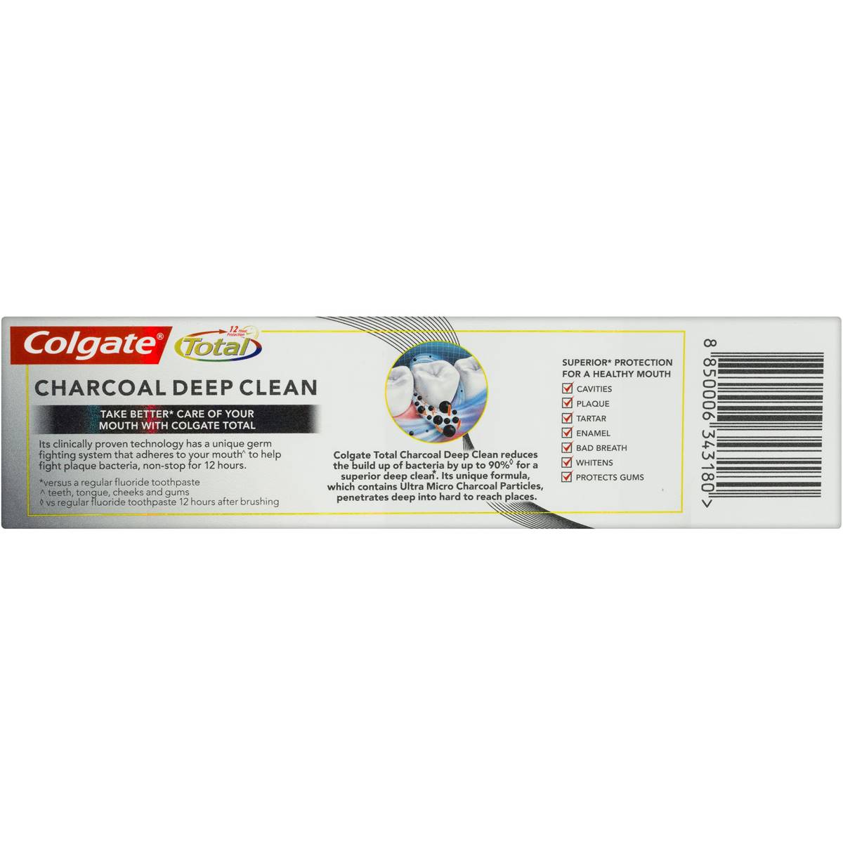 Colgate Total Charcoal Deep Clean 12 Hour Protection Toothpaste 110g ...