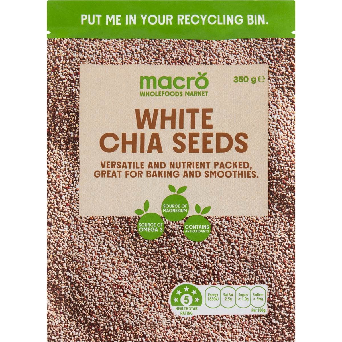 Macro White Chia Seeds 350g | Woolworths