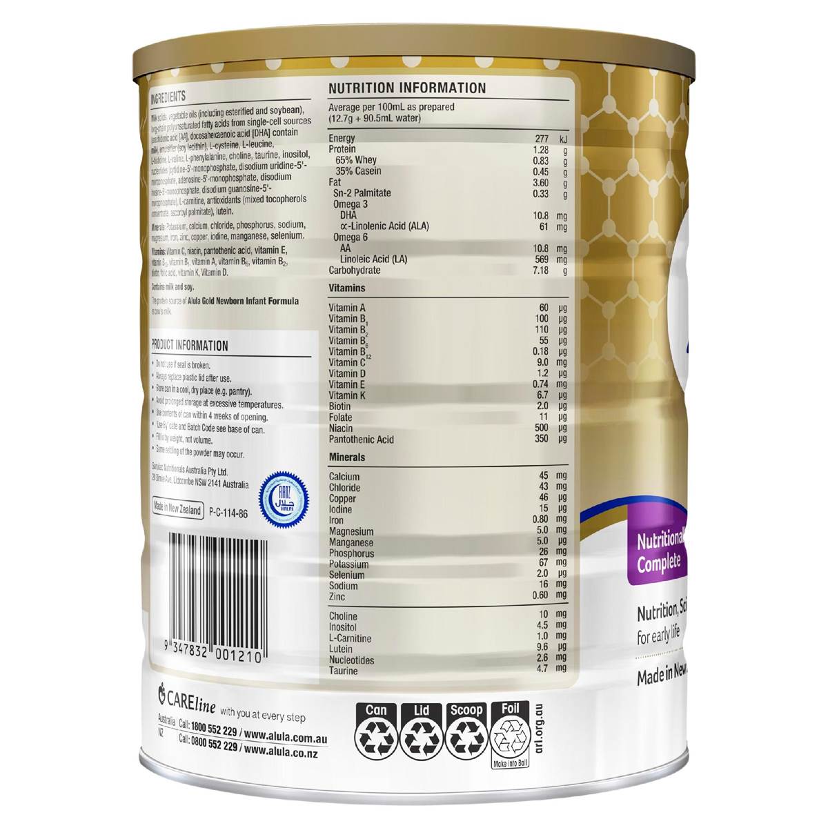 Alula Gold Newborn 0-6 Months Infant Formula 900g | Woolworths