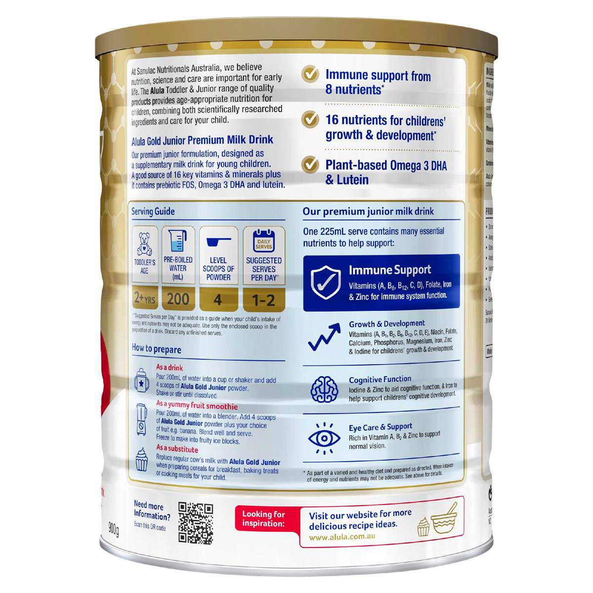 Alula Gold Junior 2 Years + Milk Drink 900g | Woolworths