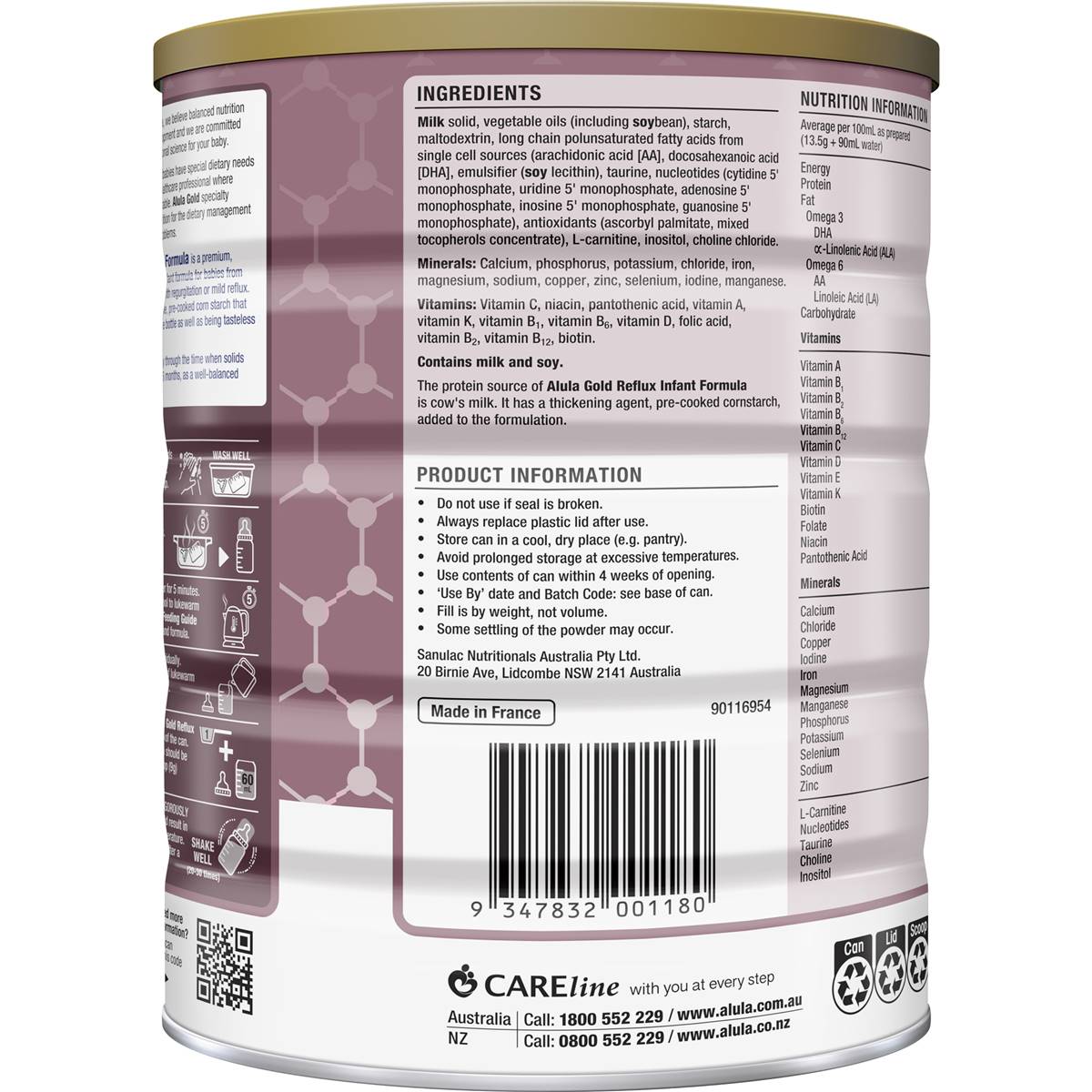 Alula Gold Reflux 0-12 Months Infant Formula 900g | Woolworths